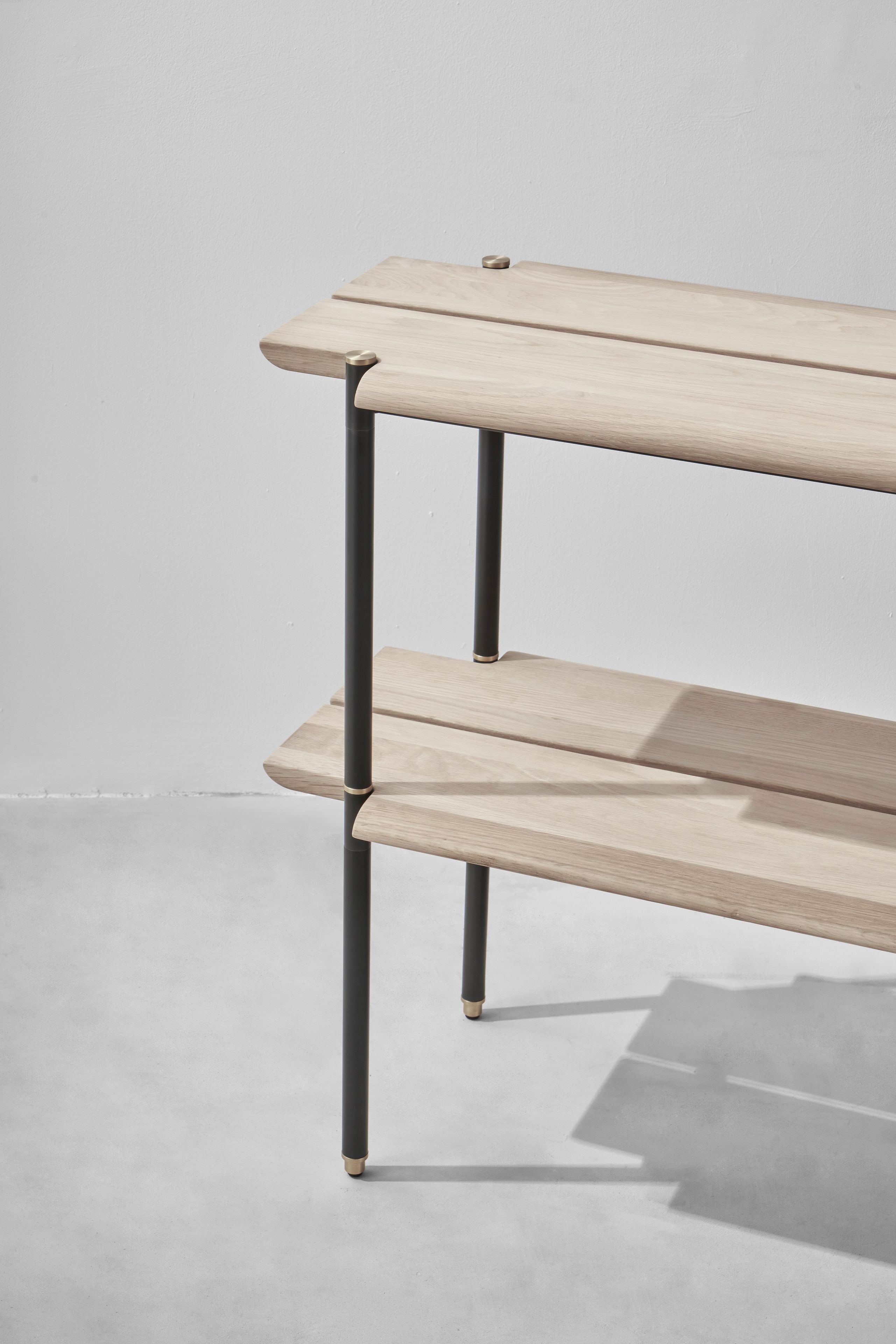 STACKING Steel and wood bench By District Eight