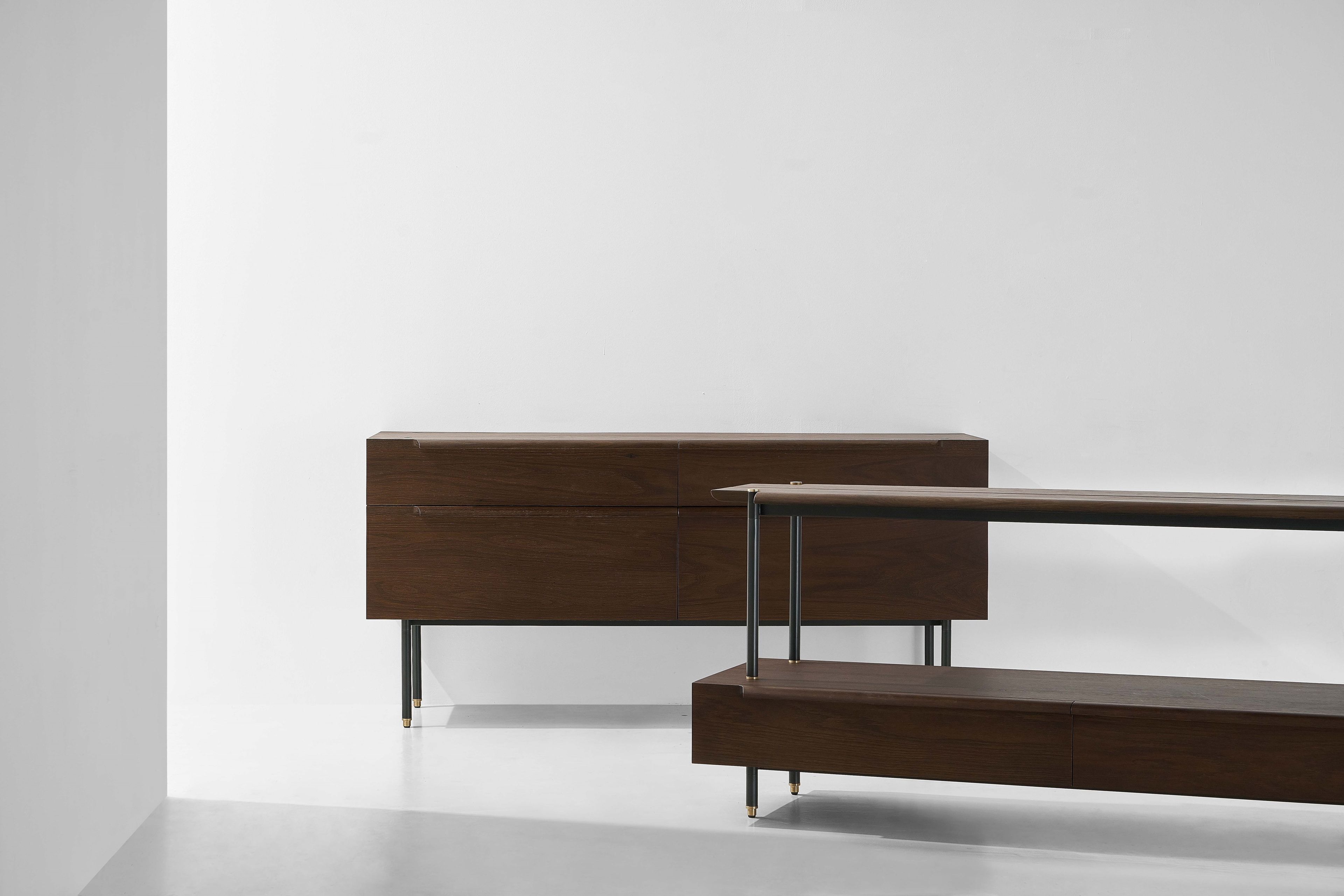 STACKING HIGH Steel and wood sideboard with drawers By District Eight