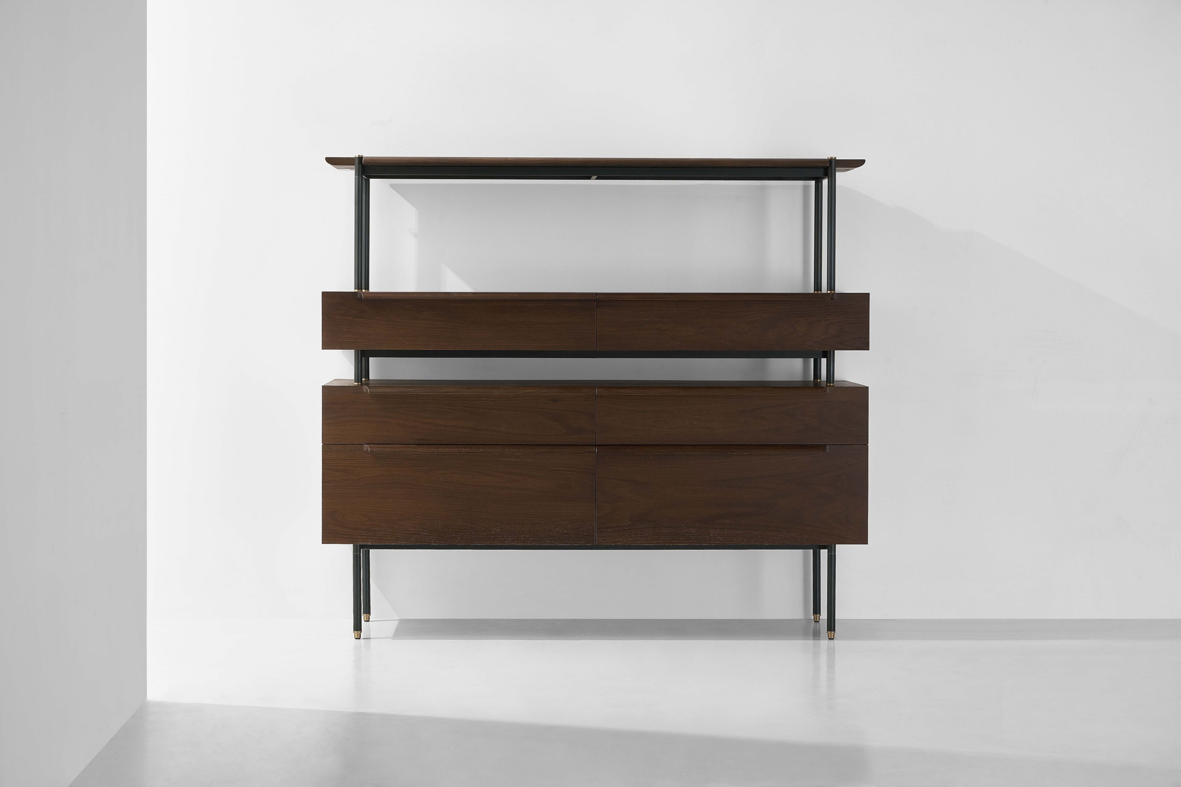 STACKING HIGH Steel and wood sideboard with drawers By District Eight