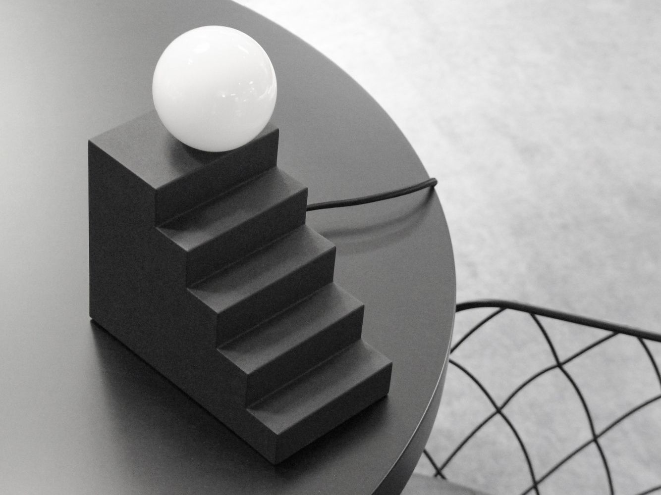 Powder coated steel table lamp STAIR BLACK By OBLURE design Notchi ...