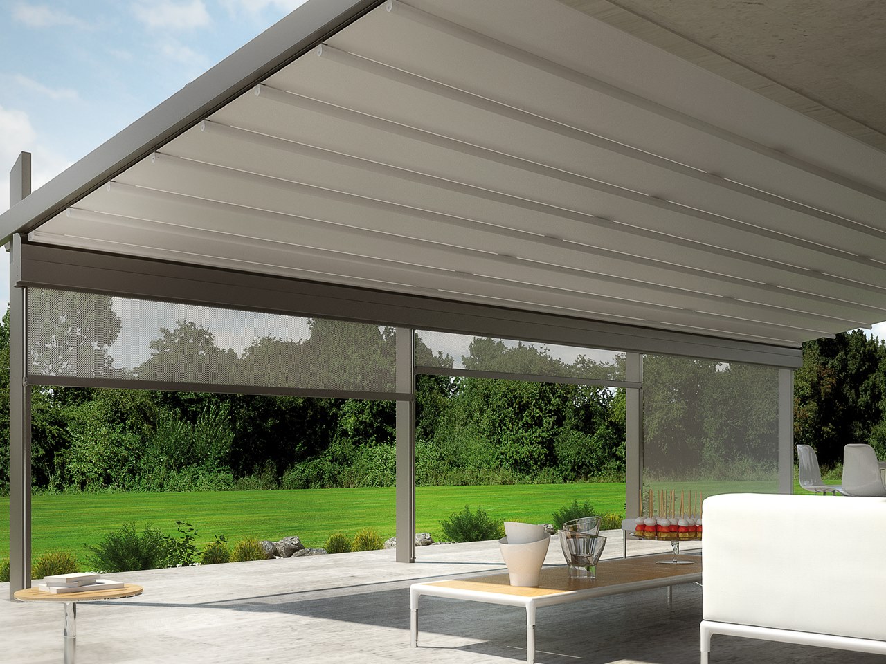 Drop awning with guide rod STAL By DIRELLO