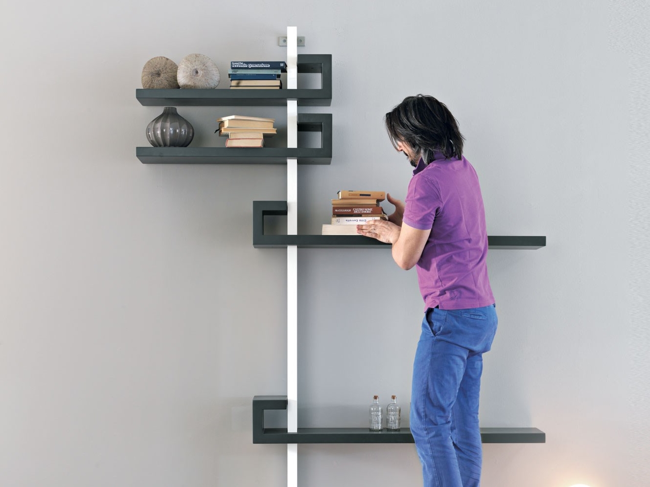 Open wall-mounted bookcase STATICA By Lago design Daniele Lago