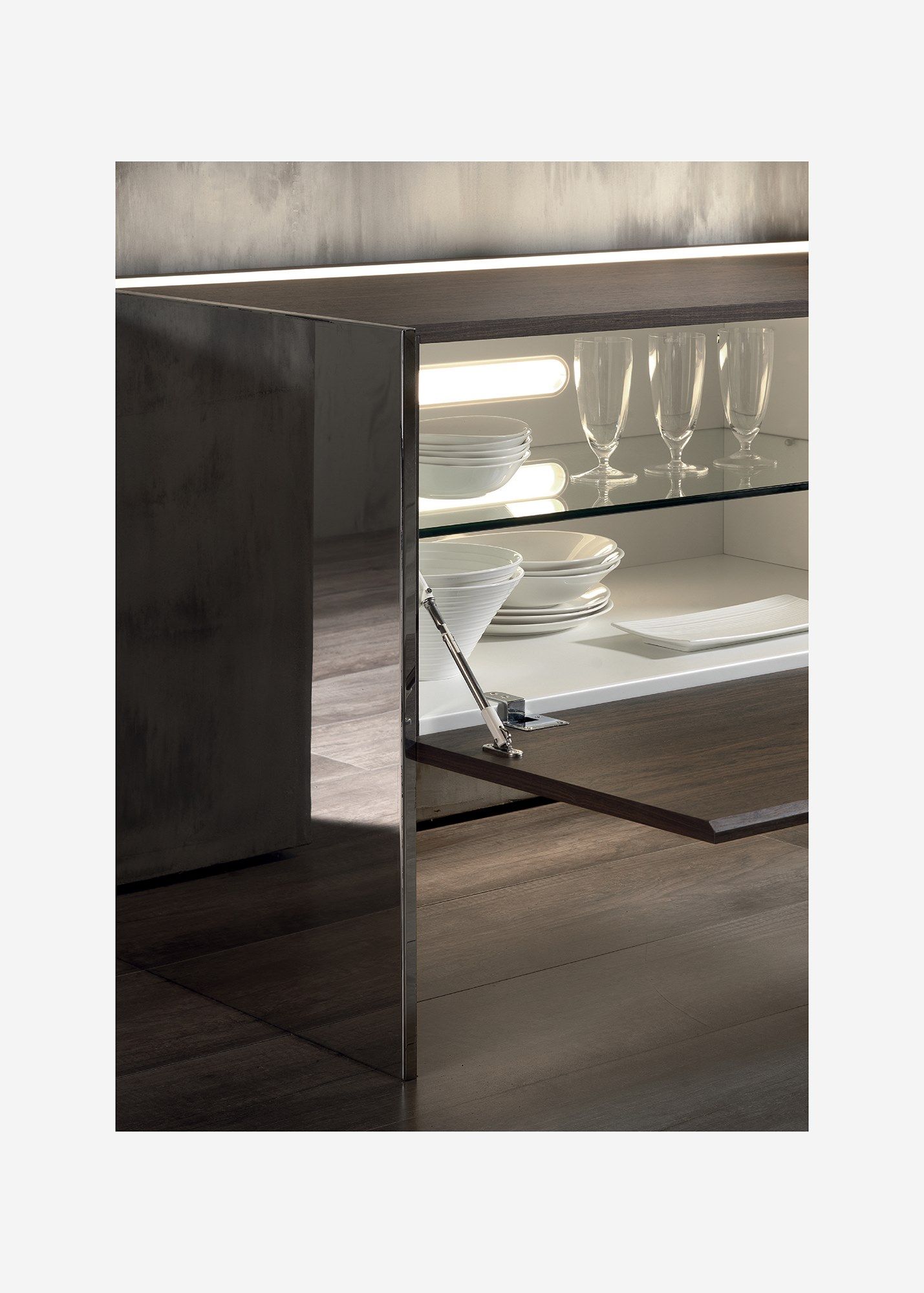 Stainless steel sideboard with flap doors STEEL By ACERBIS design ...