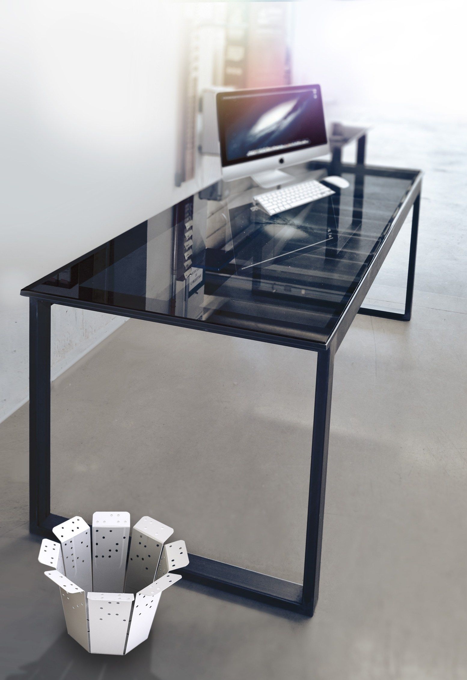 Glass and iron writing desk STEEL&GLASS DESK By GARDA DESIGN