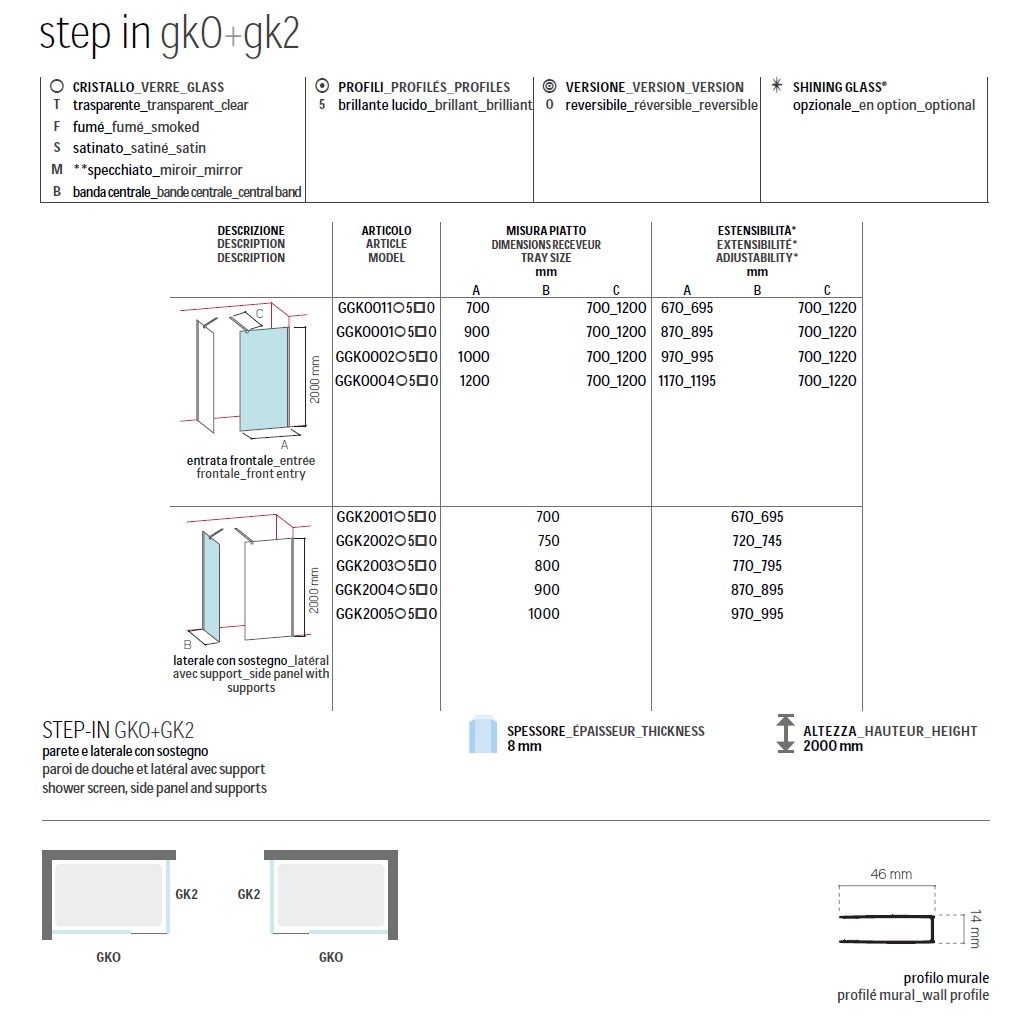 Box doccia angolare in cristallo STEP IN GK0 + GK2 Collezione Showering ...