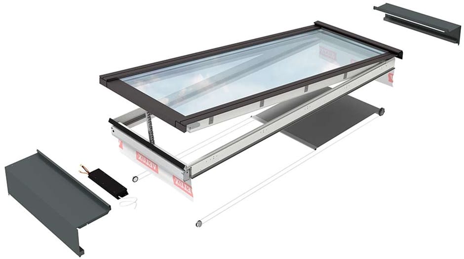 Glass and steel roof window STEP LONGLIGHT/RIDGELIGHT By Velux Commercial