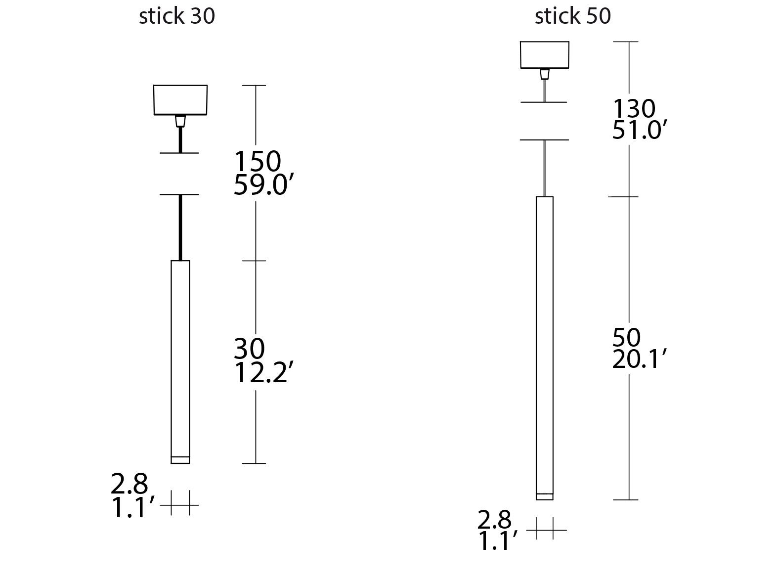 LED aluminium pendant lamp STICK By SP Light and Design