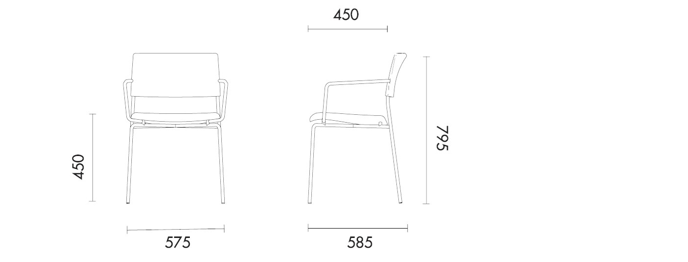 STILO Fabric chair with armrests and base in steel By grado design ...