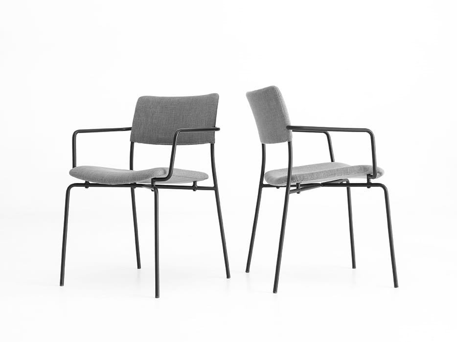 STILO Fabric chair with armrests and base in steel By grado design ...