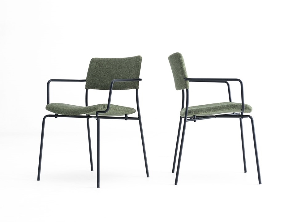 STILO Fabric chair with armrests and base in steel By grado design ...