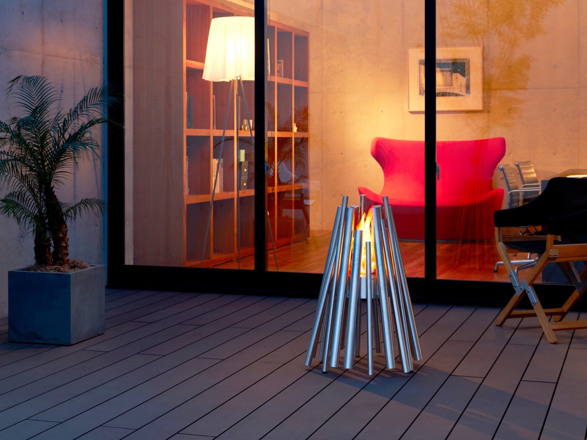 Outdoor freestanding bioethanol stainless steel fireplace STIX By ...