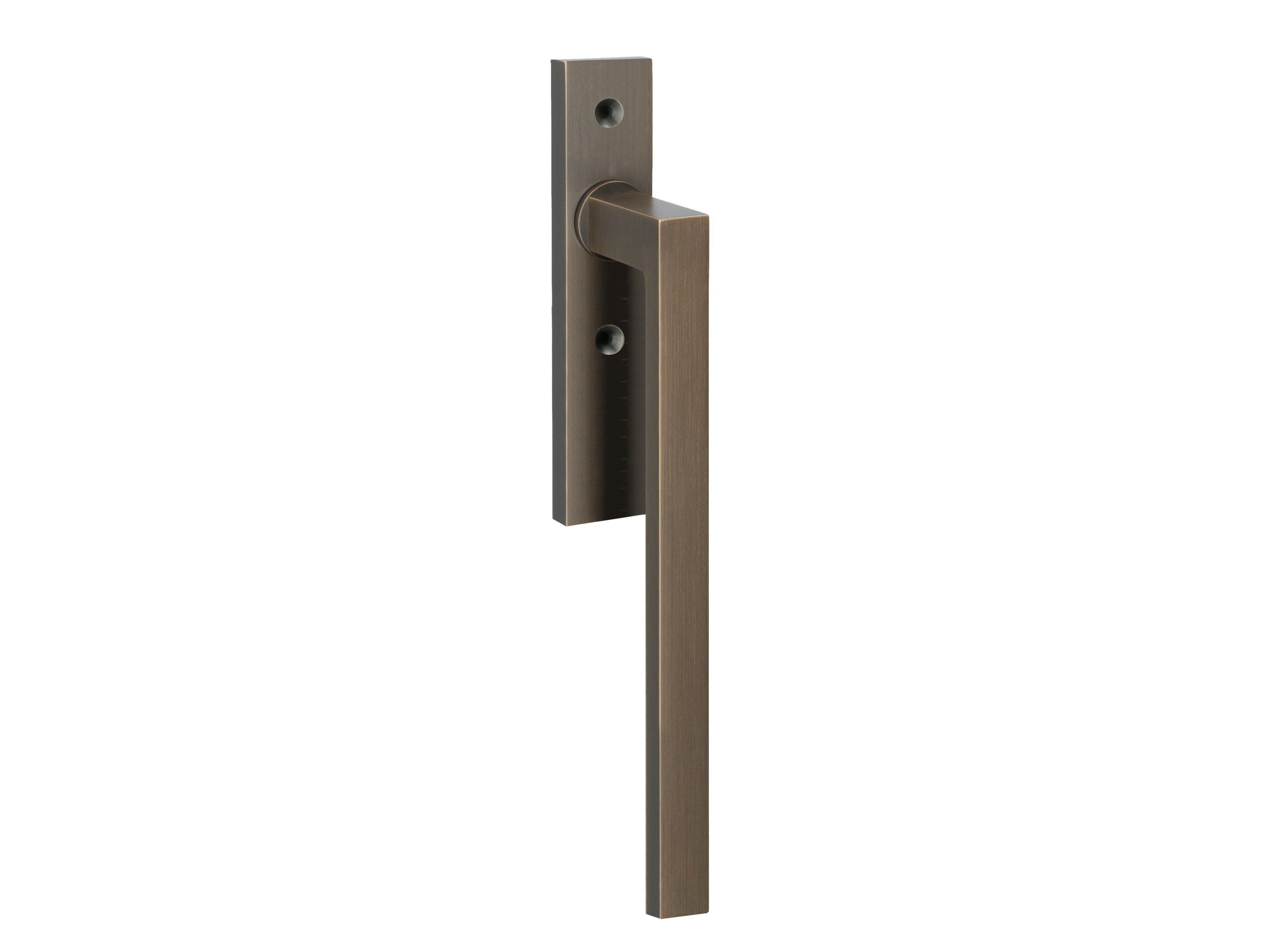 STOCKHOLM Brass window handle on back plate By Quincalux