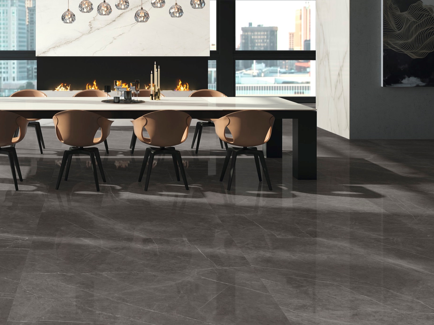 Pavimento/rivestimento effetto marmo STONE GREY Collezione Maxfine ...