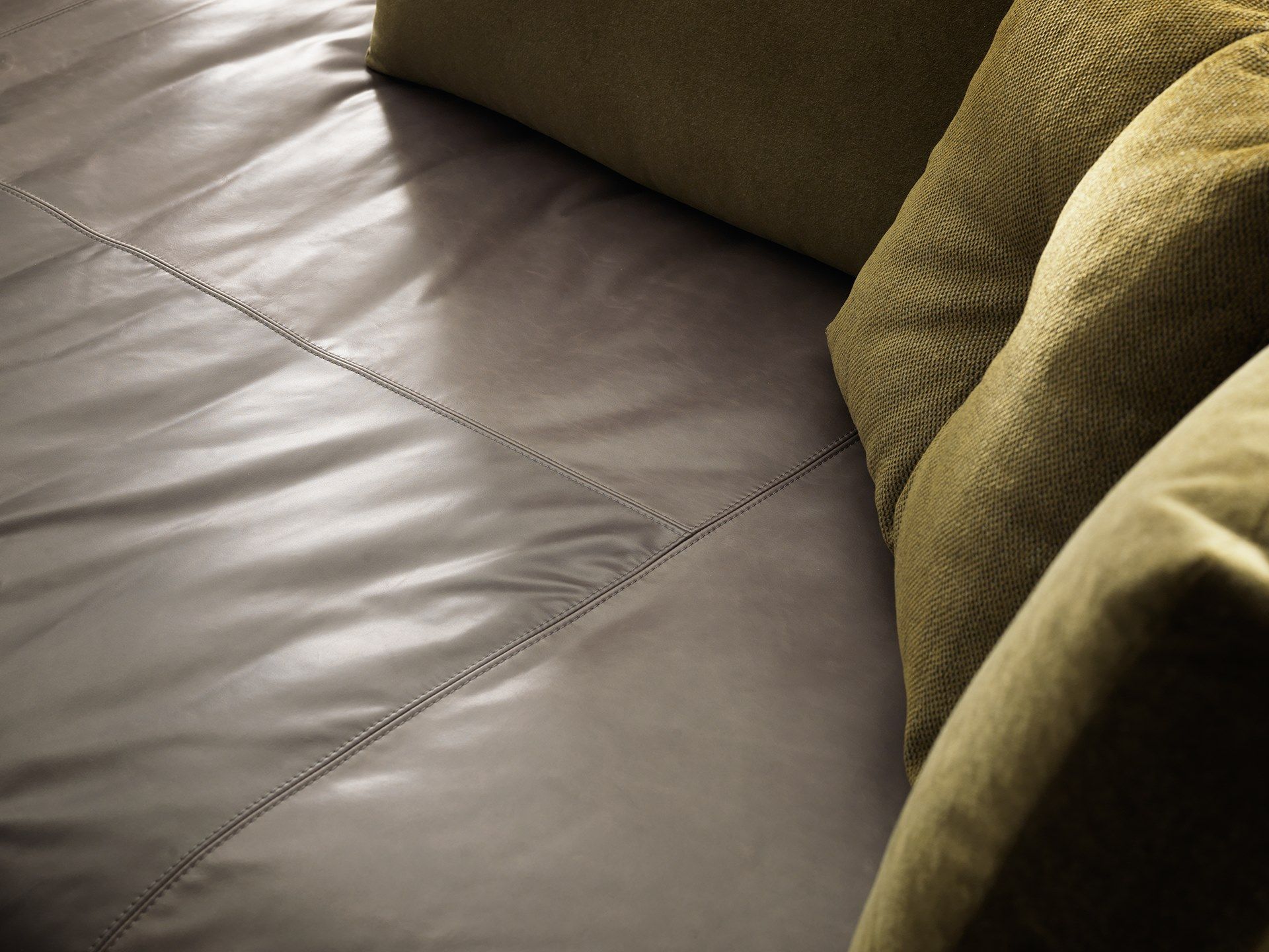 STONE | Leather sofa Corner sectional sofa in leather and fabric By ...