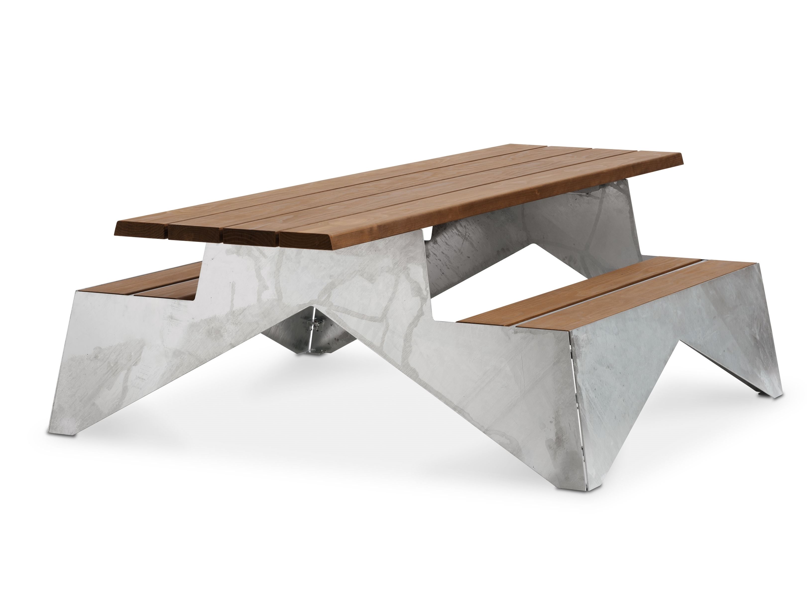 STOOP Rectangular wooden picnic table with integrated seats By VESTRE ...