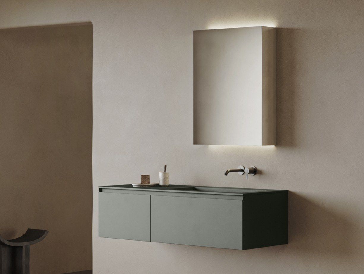 STRATO I Single wall-mounted wooden vanity unit with drawers By INBANI ...