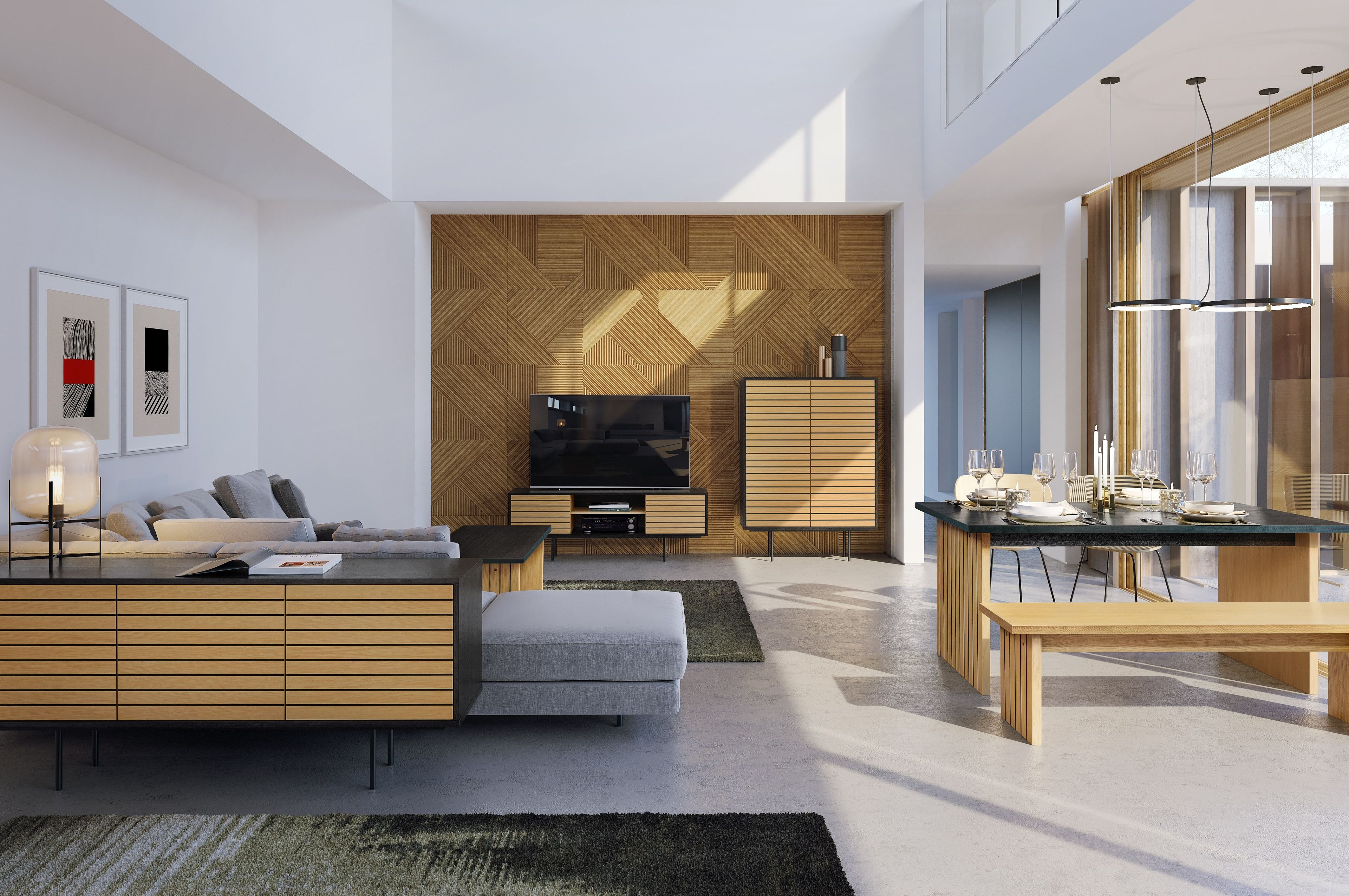 STRIPE Wood veneer bench By Woodman