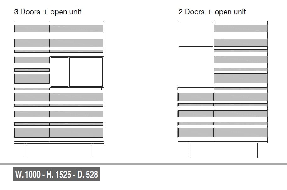 STRIPE Wooden highboard with doors By EmmeBi