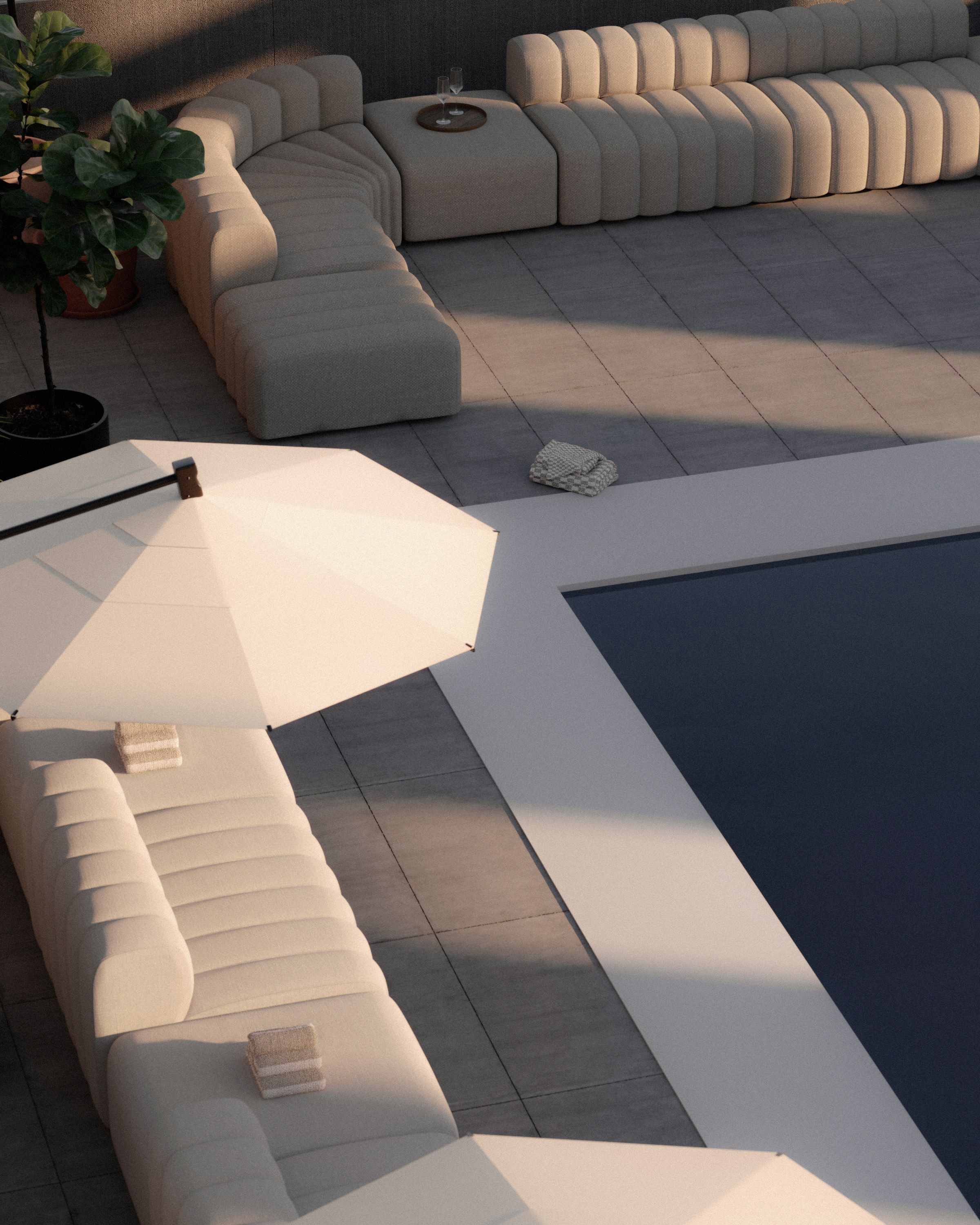 Curved modular Sunbrella® garden sofa STUDIO OUTDOOR 8 By NORR11