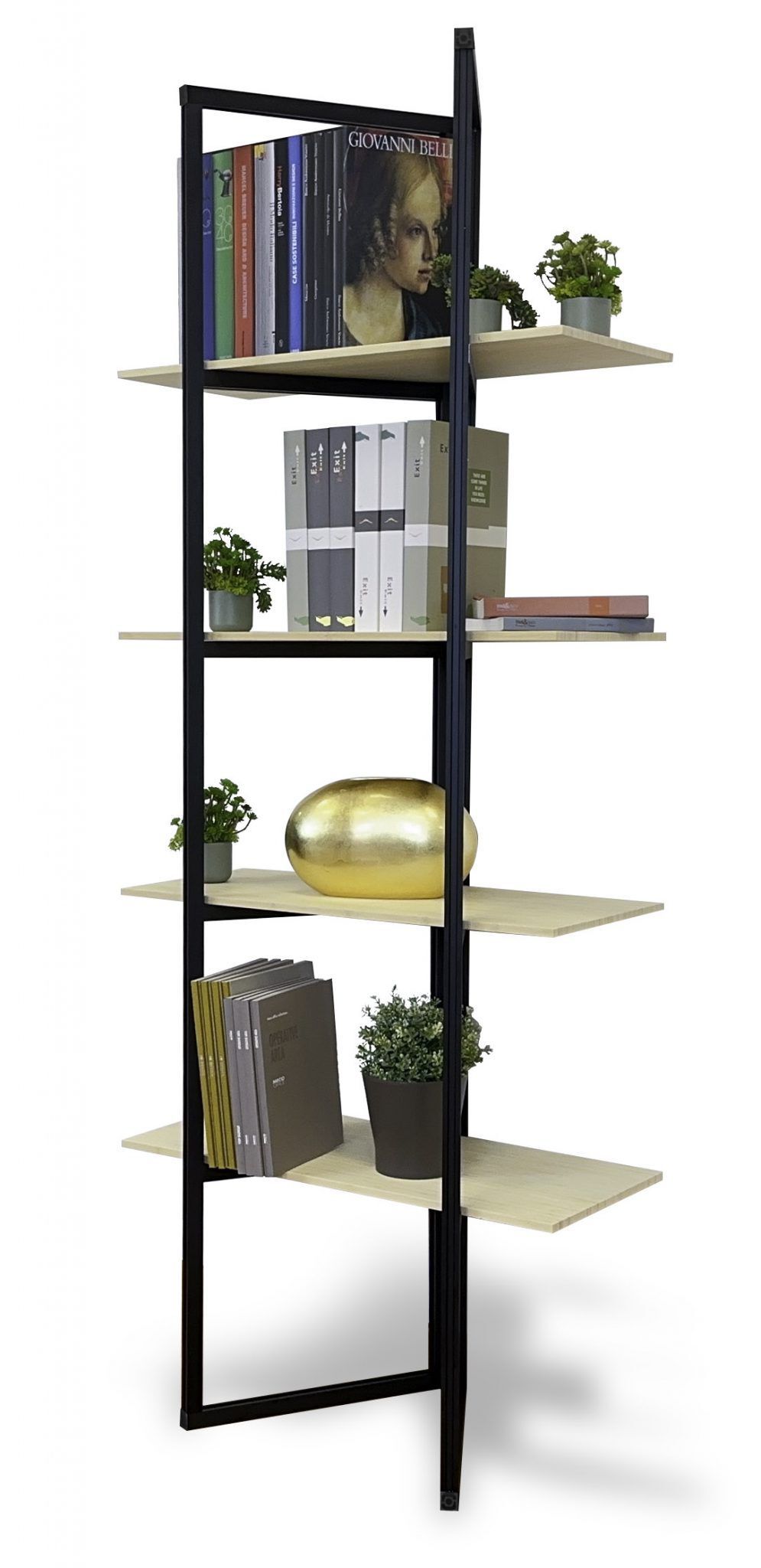 AMBROGIO | Freestanding bookcase Freestanding open aluminium and wood bookcase By STUDIO T