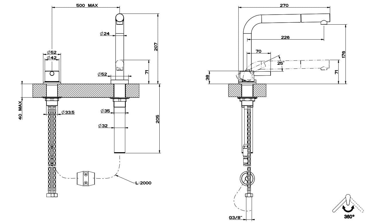 SU&GIU | 2 hole kitchen mixer tap By Gessi design Gessi Style Studio