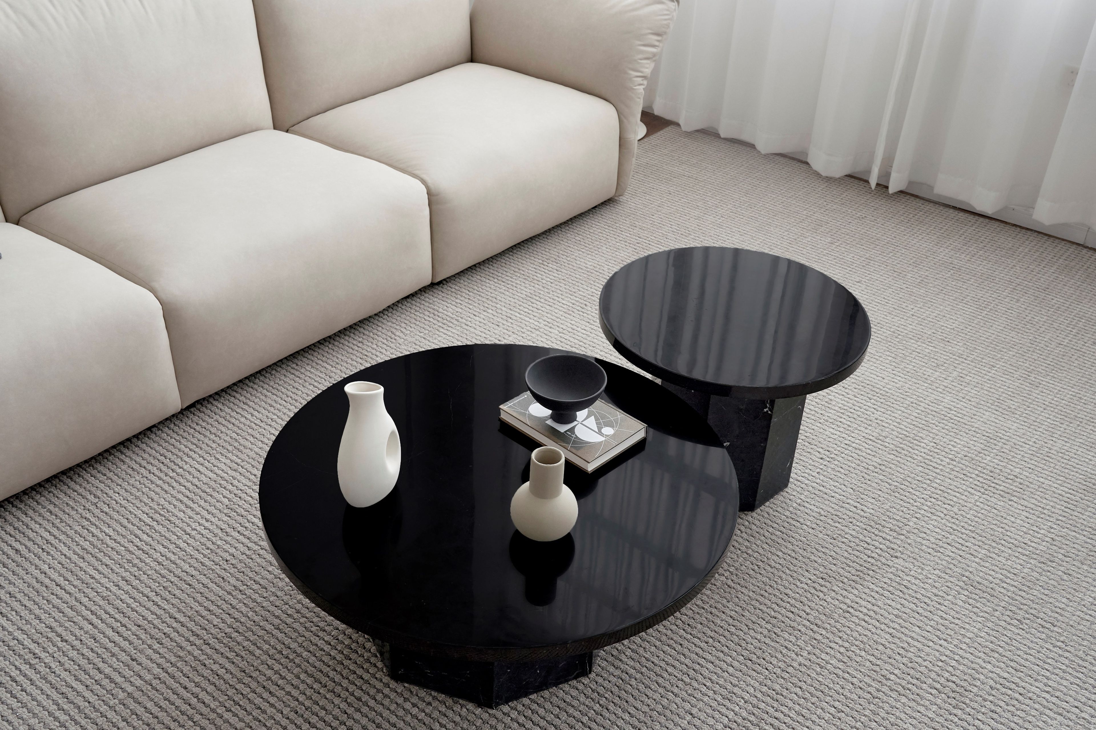 SUGAR CUBES | Round coffee table Round wood veneer coffee table for living room By grado design