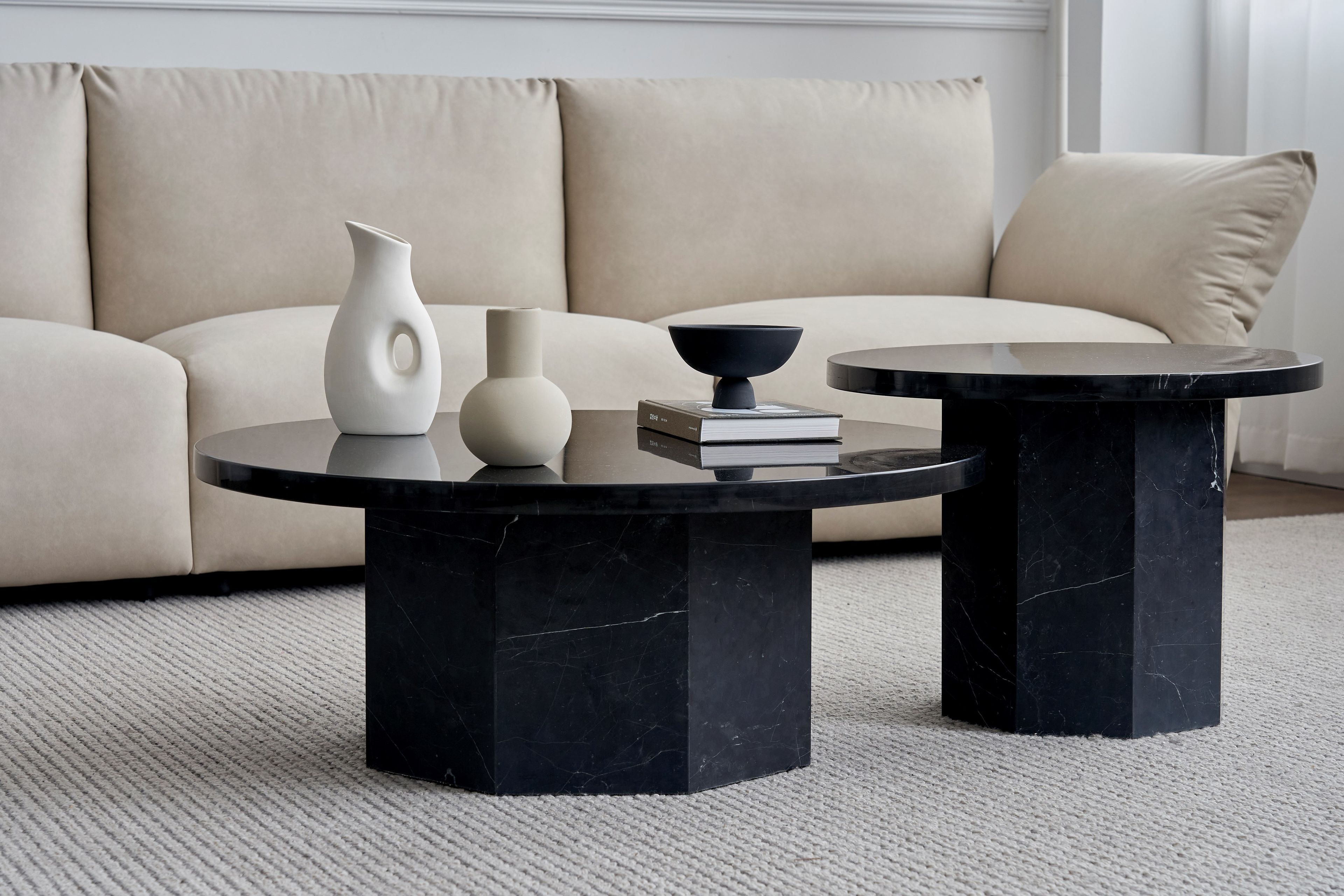 SUGAR CUBES | Round coffee table Round wood veneer coffee table for living room By grado design
