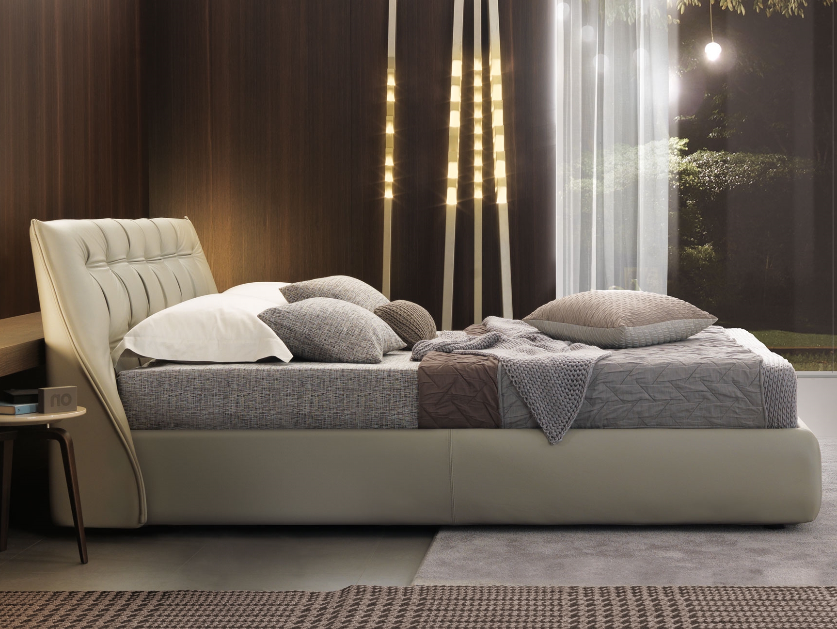SUMO Upholstered leather double bed By MisuraEmme | design Mauro Lipparini