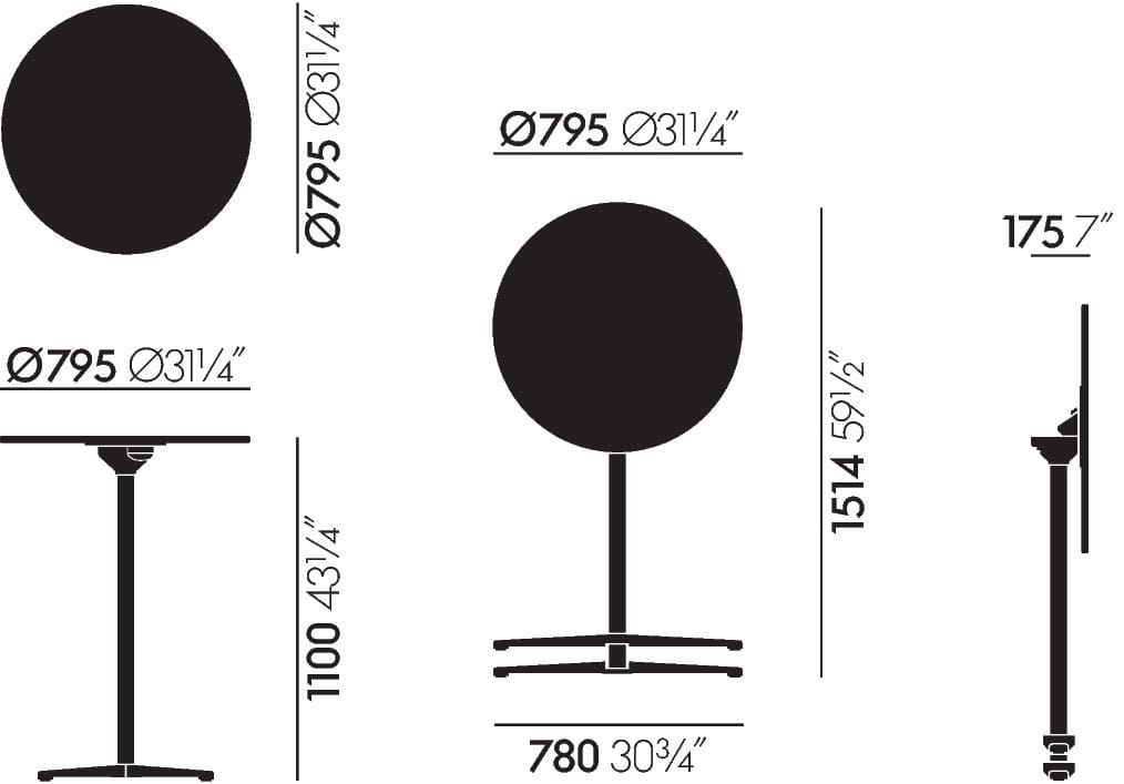 SUPER FOLD TABLE HIGH Round drop-leaf melamine high table By Vitra ...