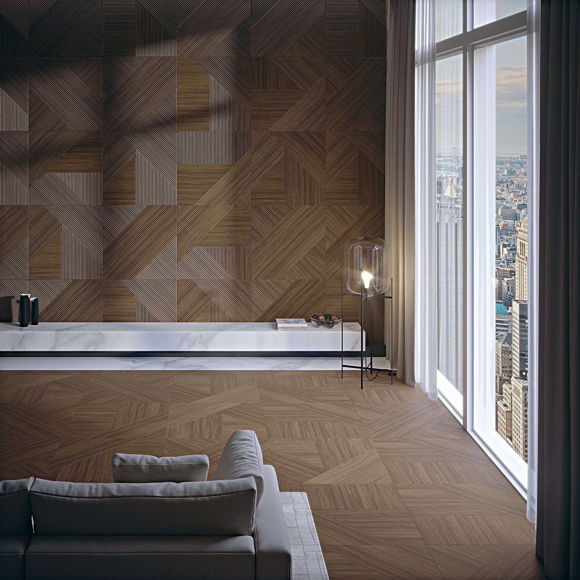 RELEVO Modular indoor wooden 3D Wall Cladding By FOGLIE D'ORO
