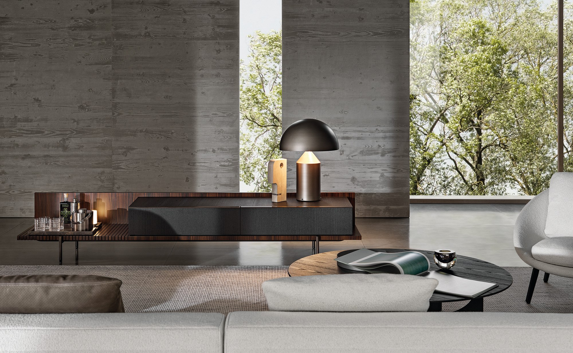 SUPERQUADRA Sideboard in rosewood and ash By Minotti | design studio mk27