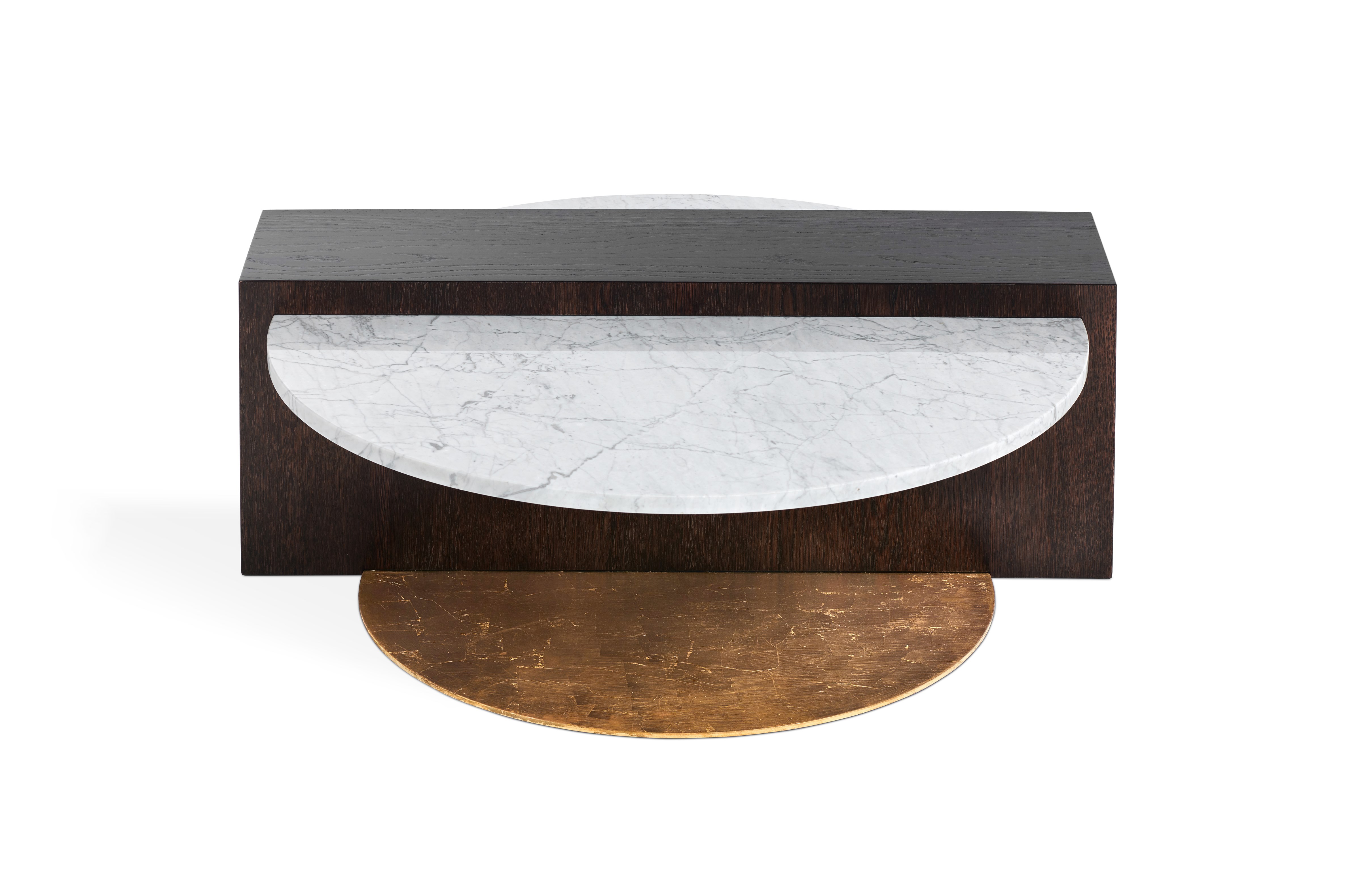 SUPREME Solid wood, gold leaf and marble coffee table By Milla & Milli ...