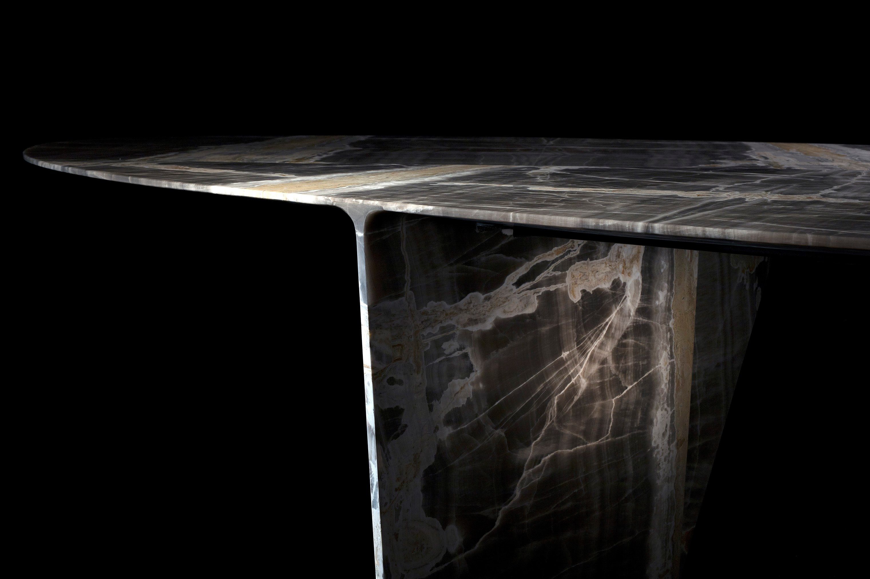 Oval marble table SYNAPSE By Henge design Massimo Castagna