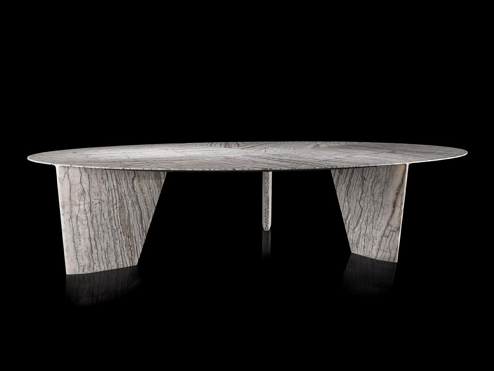 Oval marble table SYNAPSE By Henge design Massimo Castagna