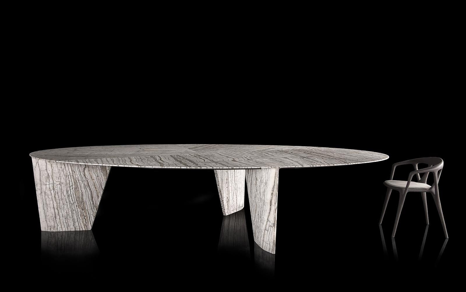 Oval marble table SYNAPSE By Henge design Massimo Castagna