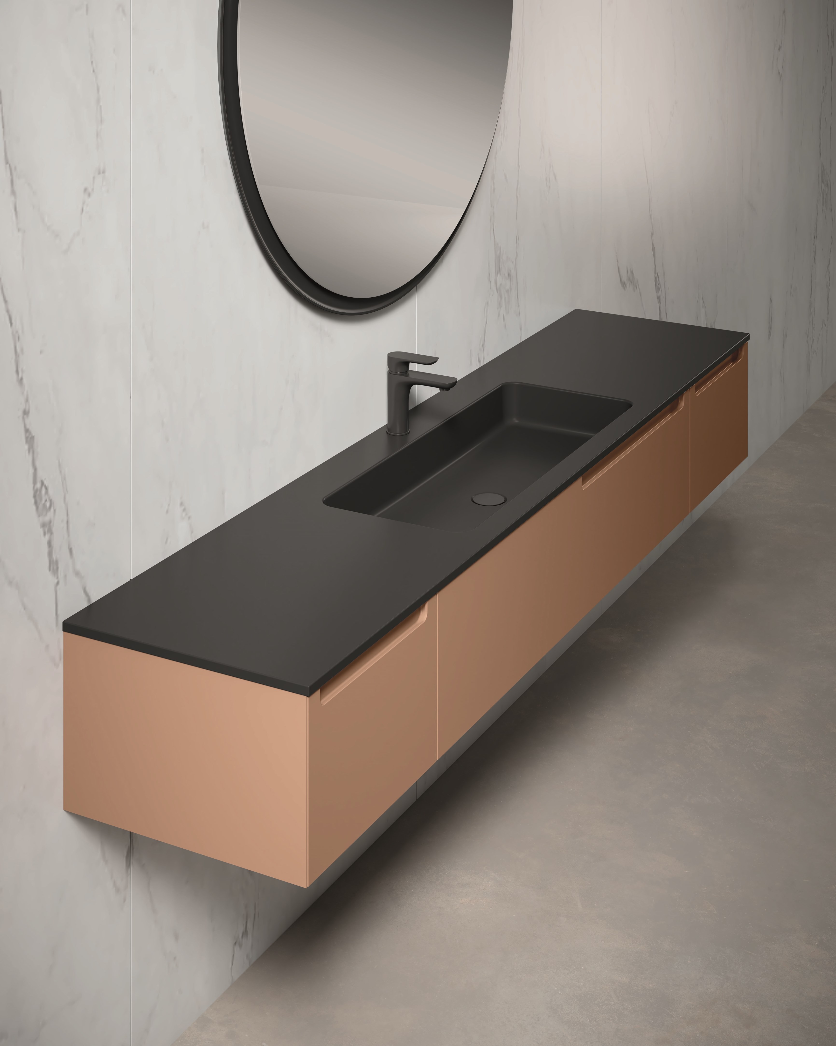 SYNERGY Single wall-mounted vanity unit with Silexpol® top By Fiora