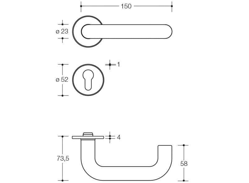 SYSTEM 111 MATT | Door handle with lock System 111 matt Collection By HEWI