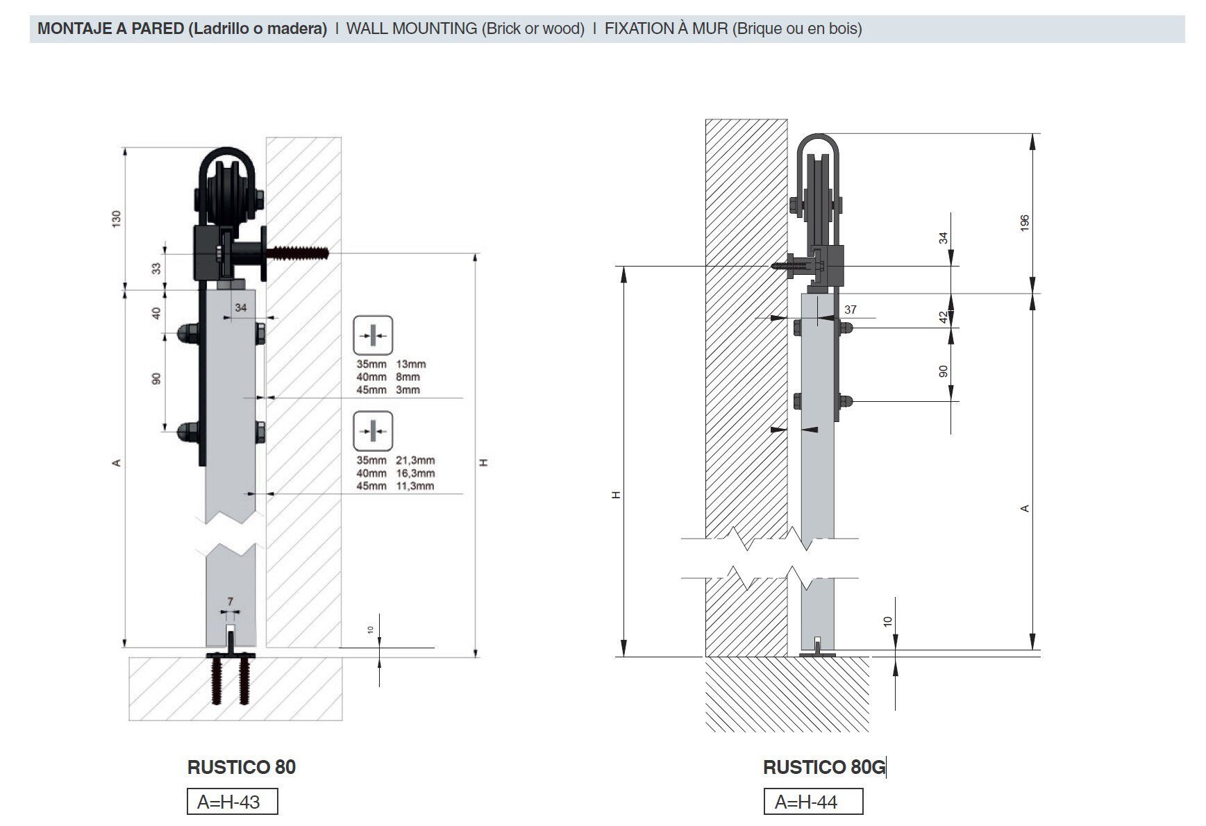 RUSTICO TIMBER Sliding door track By Saheco