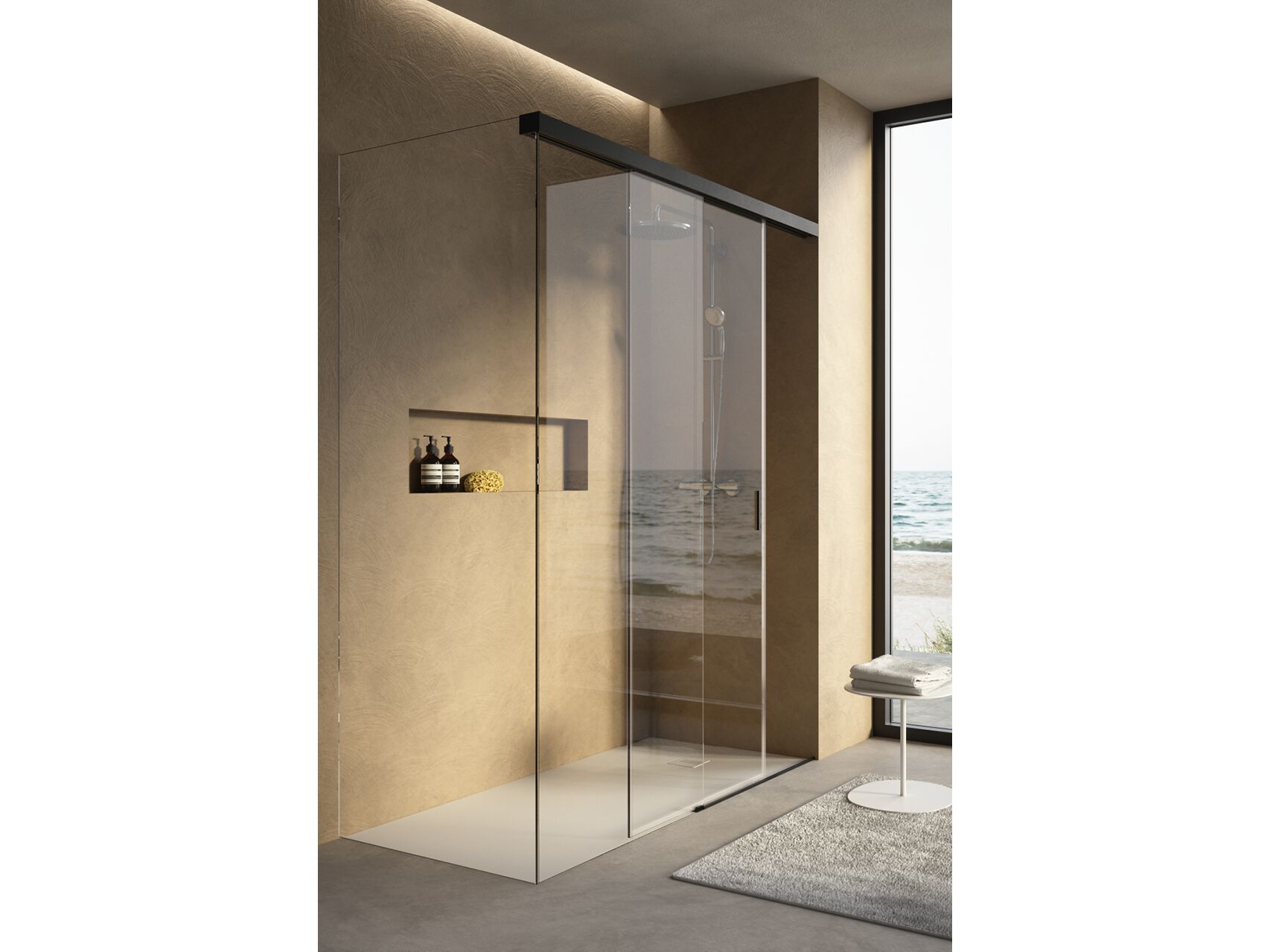 Box doccia angolare rettangolare in vetro con porta scorrevole GOCCIA50 ...