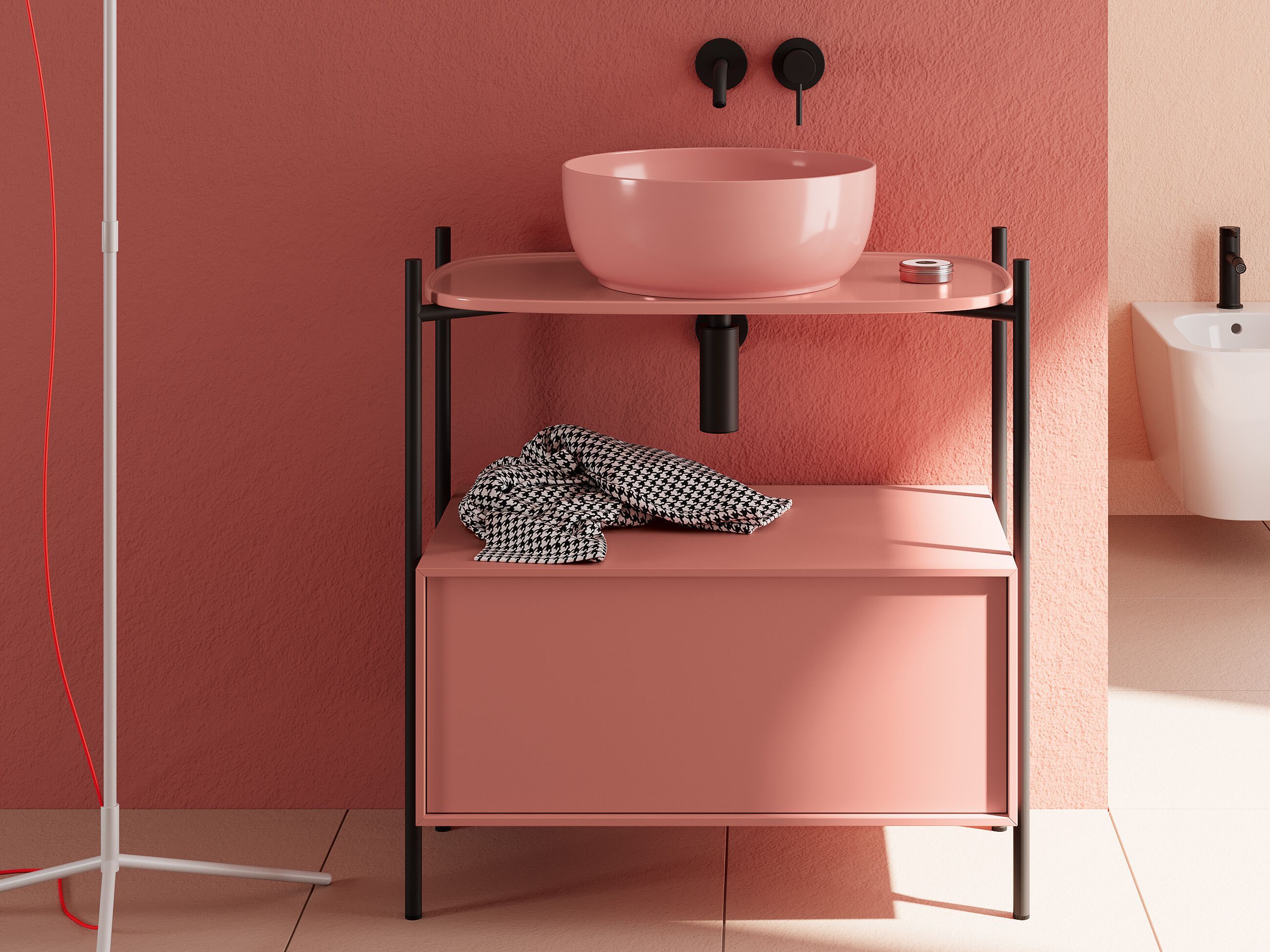 LAILA Metal vanity unit with drawers By Scarabeo Ceramiche