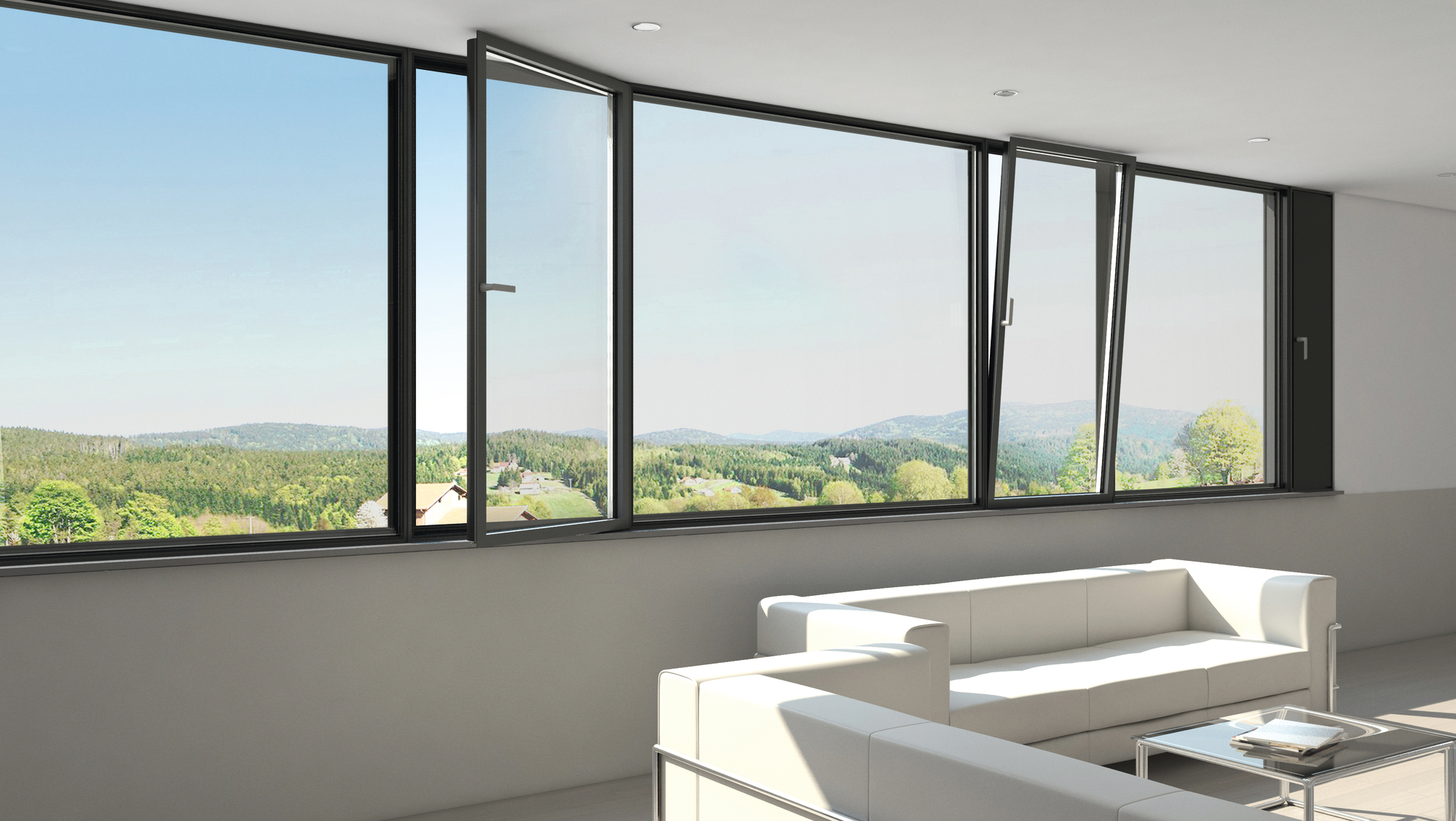 Schüco AWS 75 PD.SI Glass and aluminium window By Schüco
