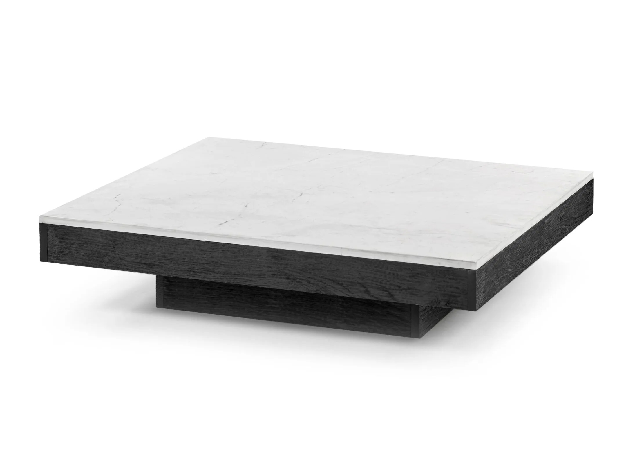 SIDETABLE RUDOLPH Rectangular low oak and marble coffee table By Serax