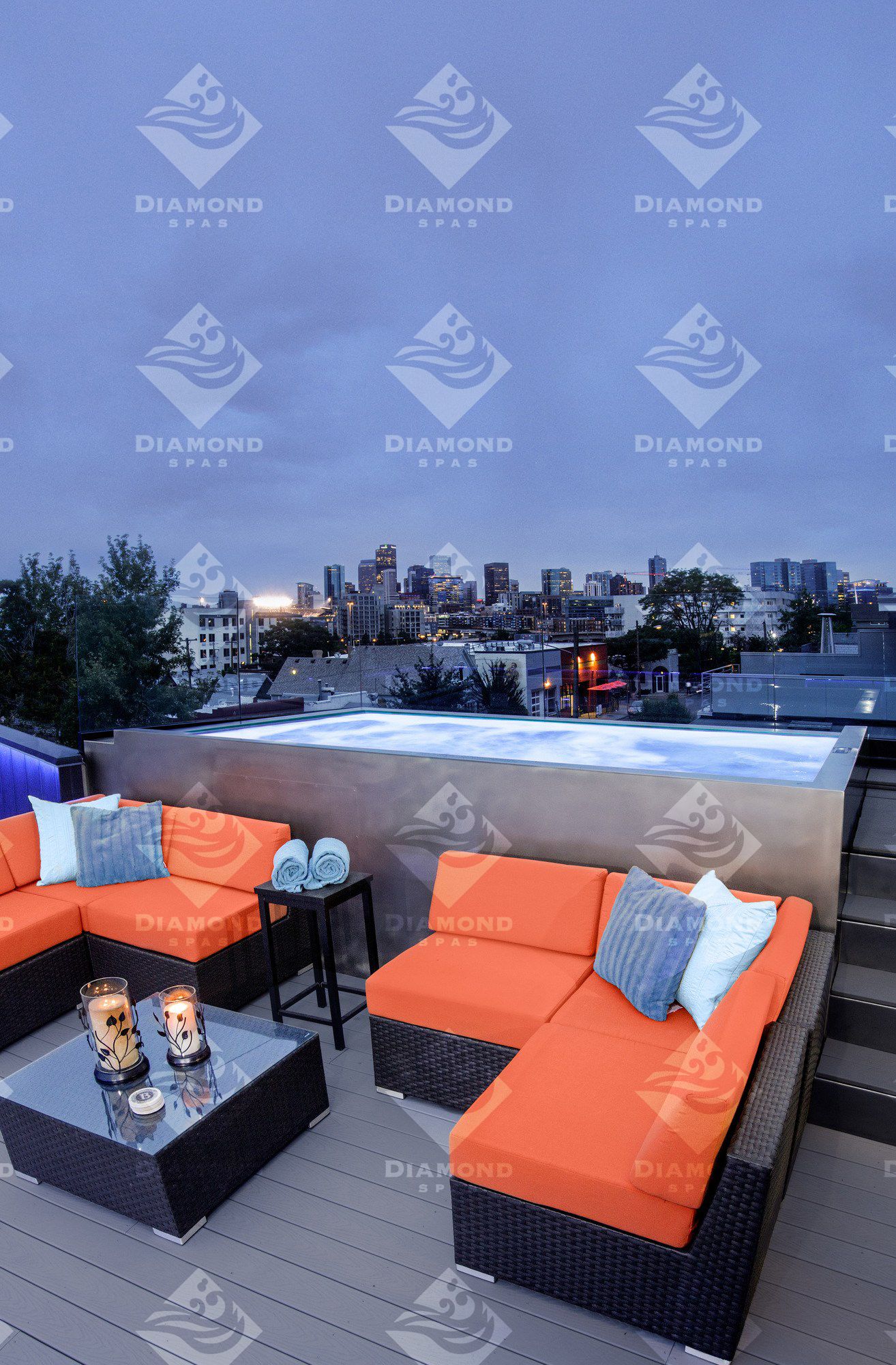 Rectangular outdoor hot tub Stainless Steel Roof Top Hot Tub By Diamond ...