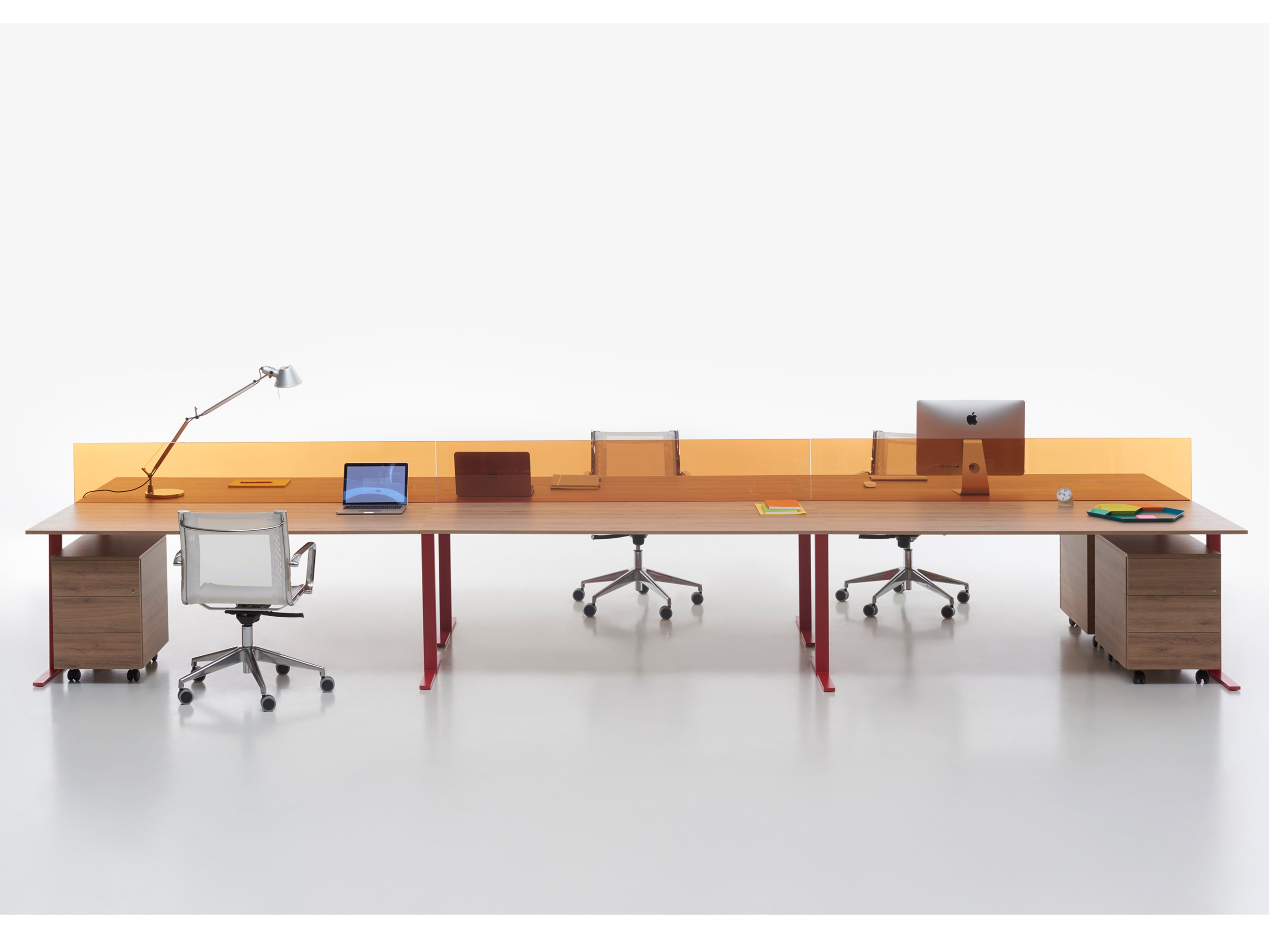 T-LEG Multiple wooden office desk with desk screens By Manerba | design ...