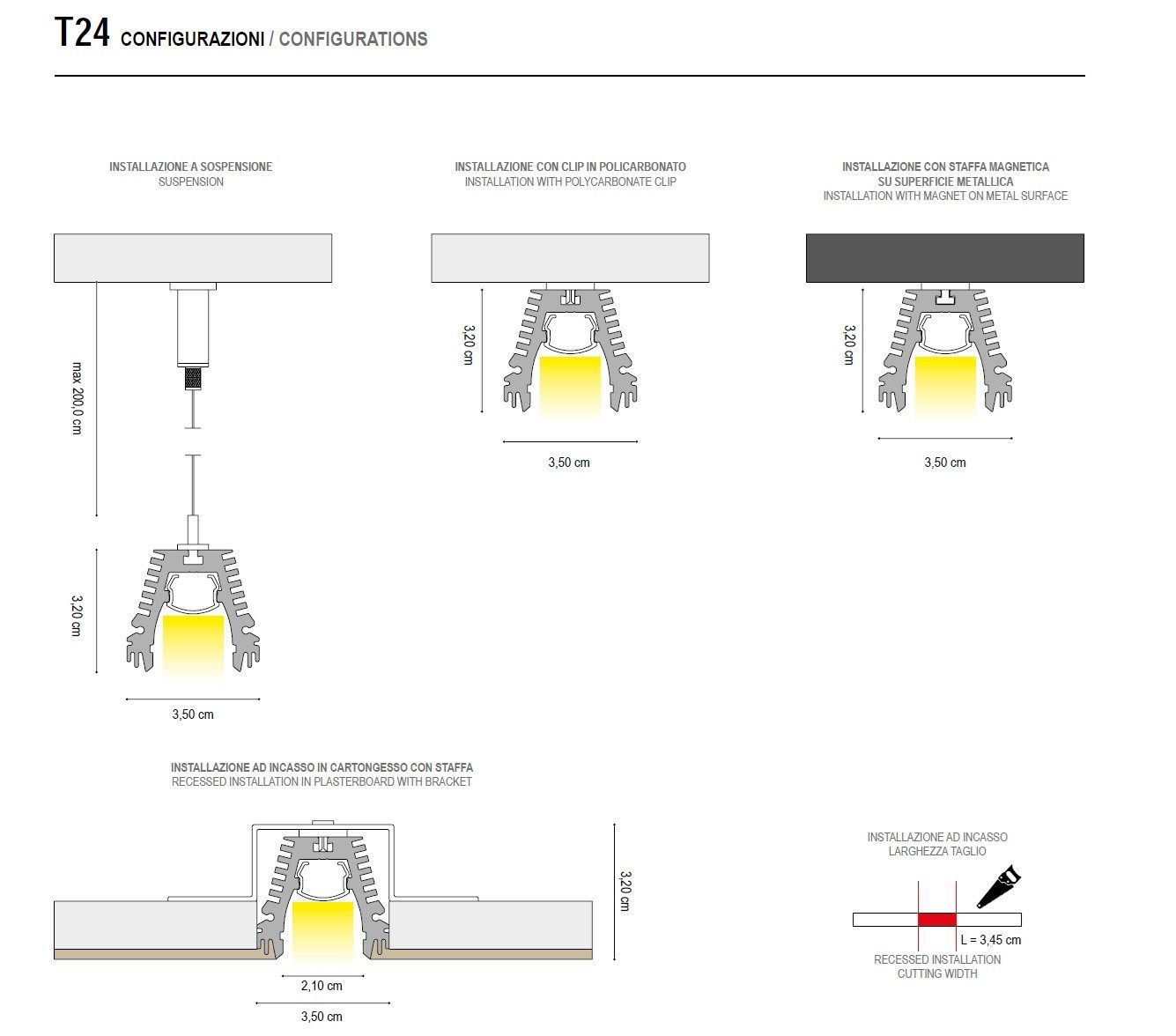T24 - M24 linear lighting profile By Design Luce