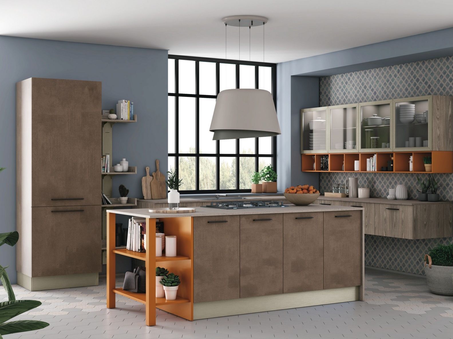 Fitted kitchen with island TABLET BRIDGE By CREO Kitchens