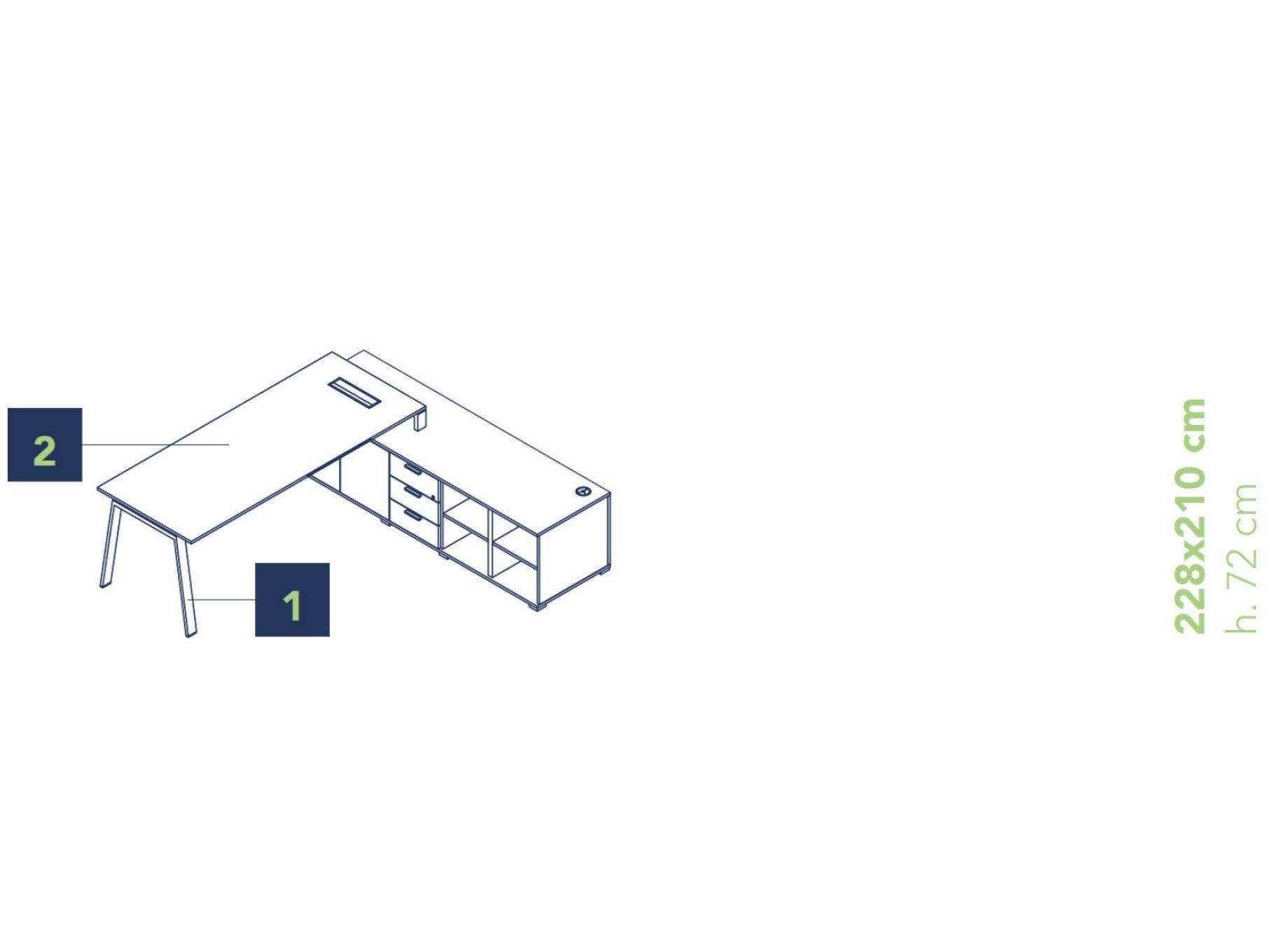 TAKE OFF Bureau de direction avec étagères By Bralco | design ...