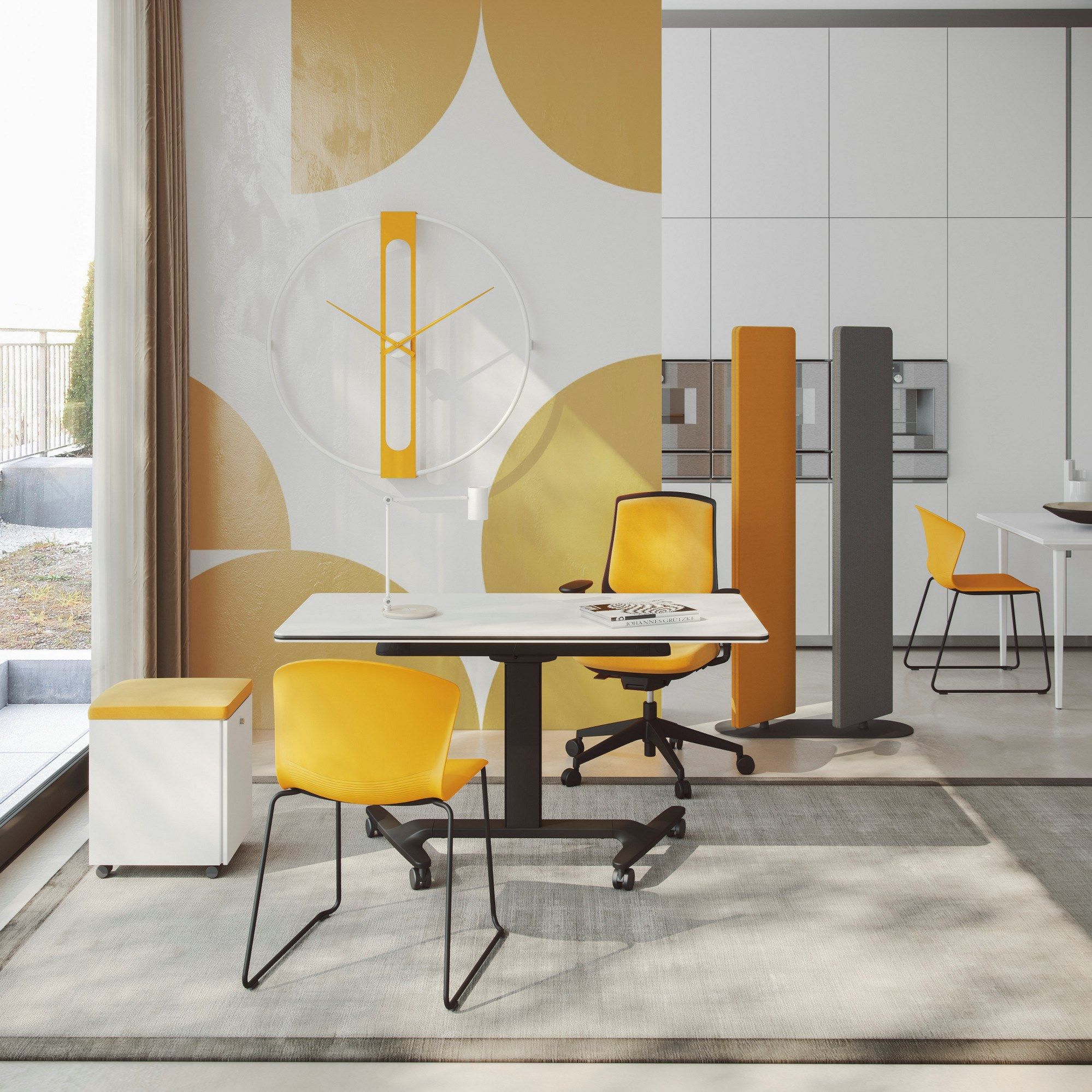 TALENT Height-adjustable rectangular office desk with casters By ACTIU ...