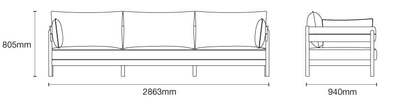 TANSO Teak and fabric 3 seater garden sofa By Case | design David Irwin
