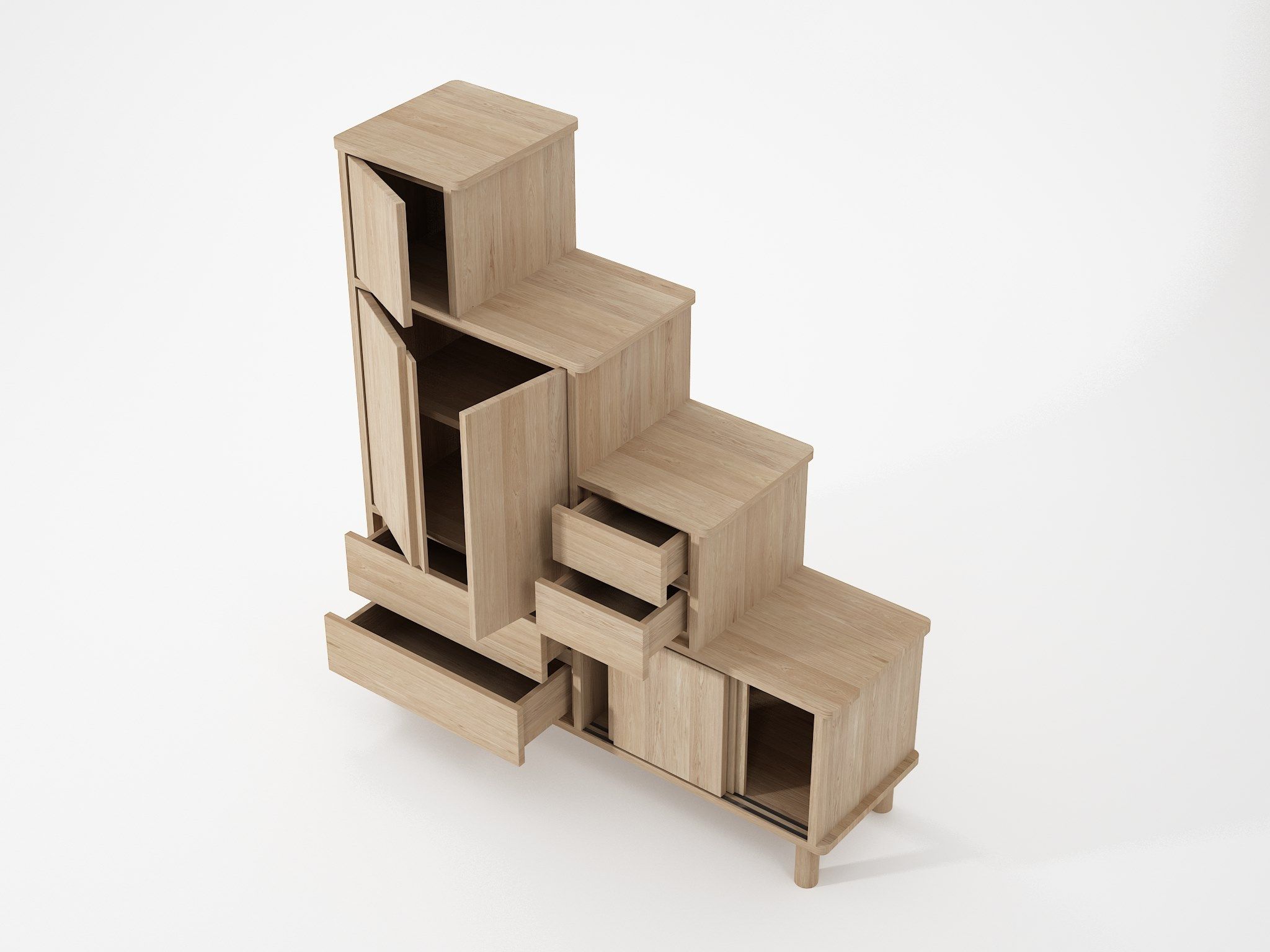 TANSU K Solid wood stairs cabinet By KARPENTER | design Hugues Revuelta